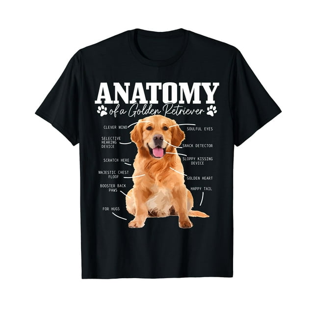 Anatomy Of A Golden Retriever Funny Cute Dog Mom Dad Short Sleeve Black T-Shirt - Walmart.com