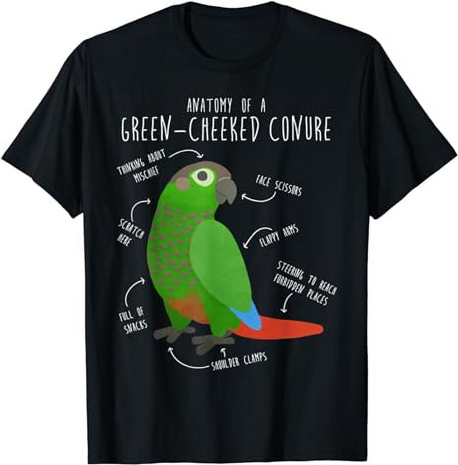 Anatomy Of A Green Cheek Conure Funny Parrot Lover T-Shirt - Walmart.com