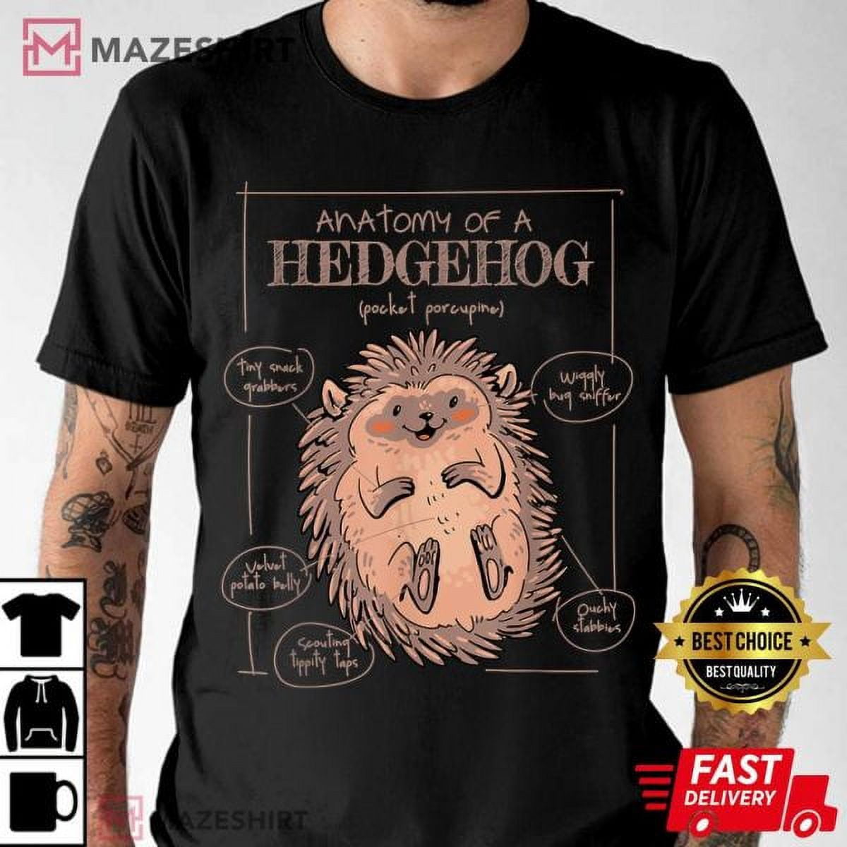 Anatomy Of A Hedgehog Funny Hedgehog T-shirt - Walmart.com