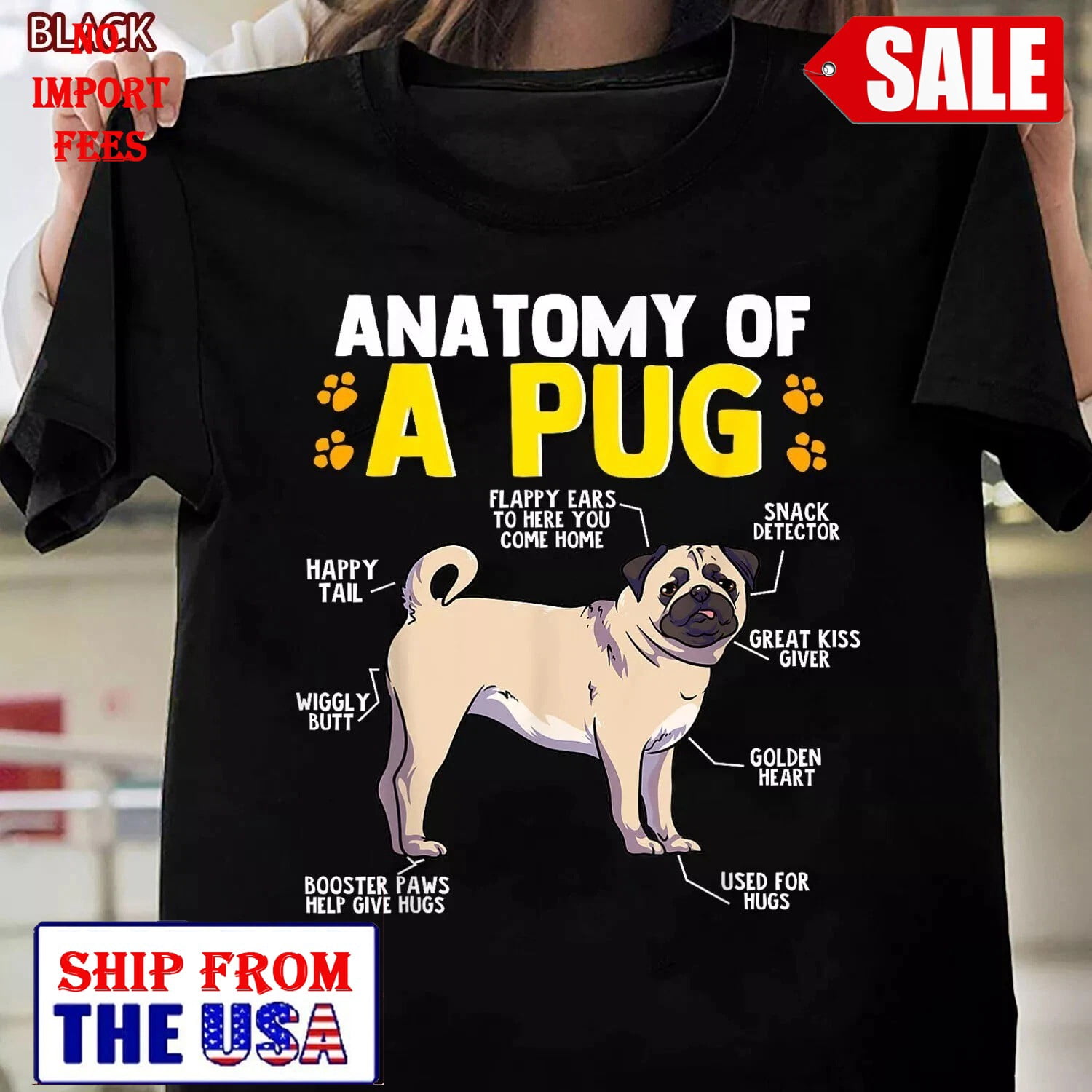 Anatomy Of A Pug Dog Dog Lover Anatomy Chart Diagram T-Shirt - Walmart.com