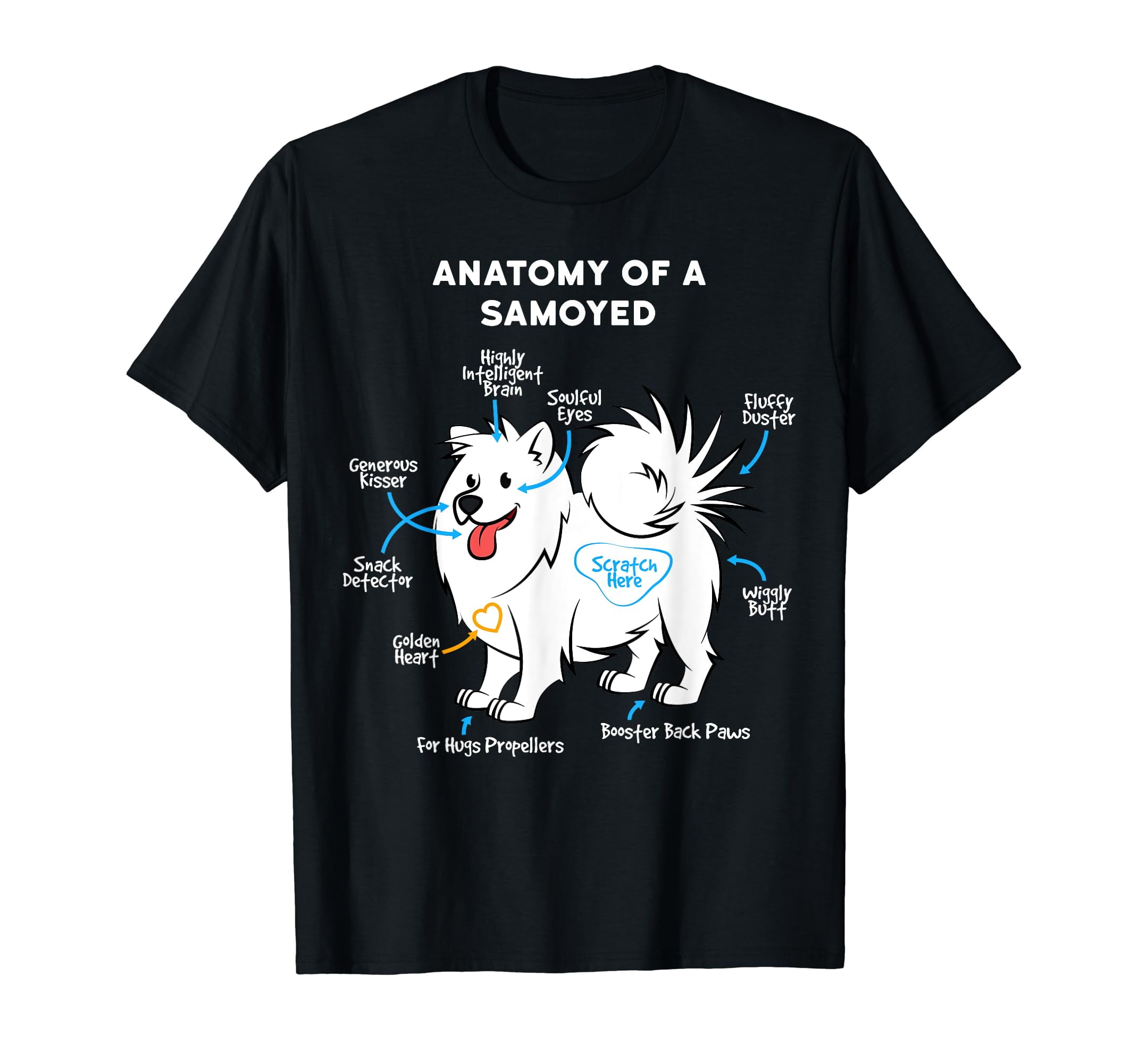 Anatomy Of A Samoyed Funny Dog Master Mistress Cute Vintage T-Shirt ...