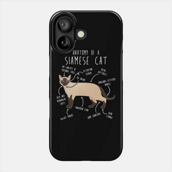 Anatomy Of A Siamese Cat Funny Diagram Case for Apple iPhone 11-17 ...