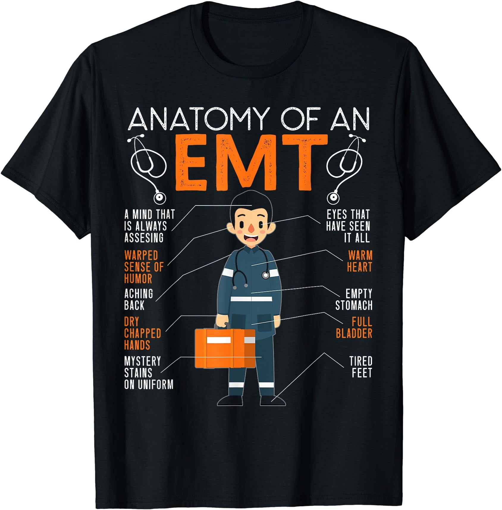 Anatomy Of An EMT Paramedic EMT EMS Health Care Cotton T-Shirt ...