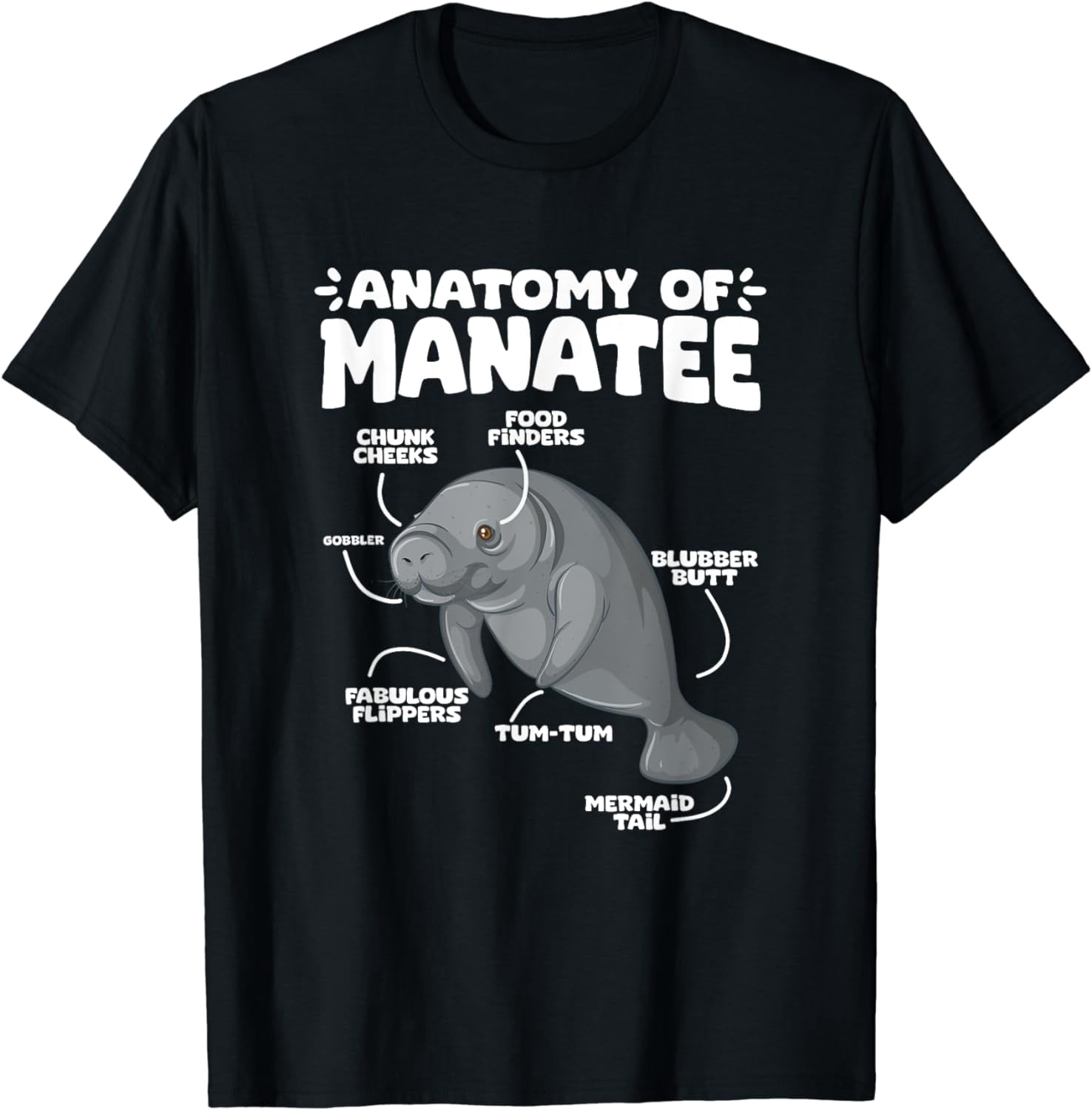 Anatomy Of Manatee Dugong Sea Manatees Chubby Manatee T-Shirt - Walmart.com