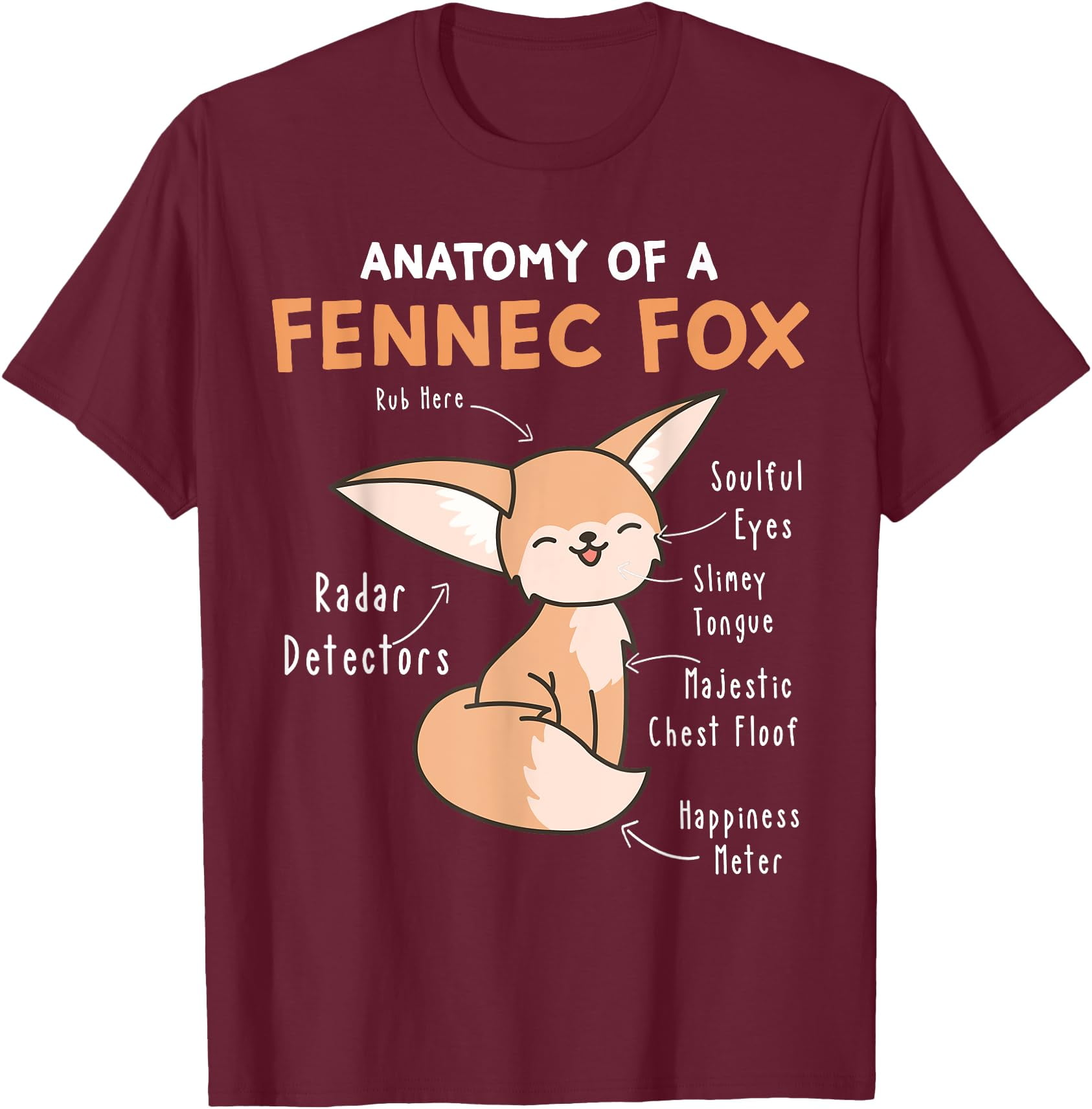 Anatomy Of a Fennec Fox Cute Fennec Fox Lover Gift Unisex T-Shirt for ...