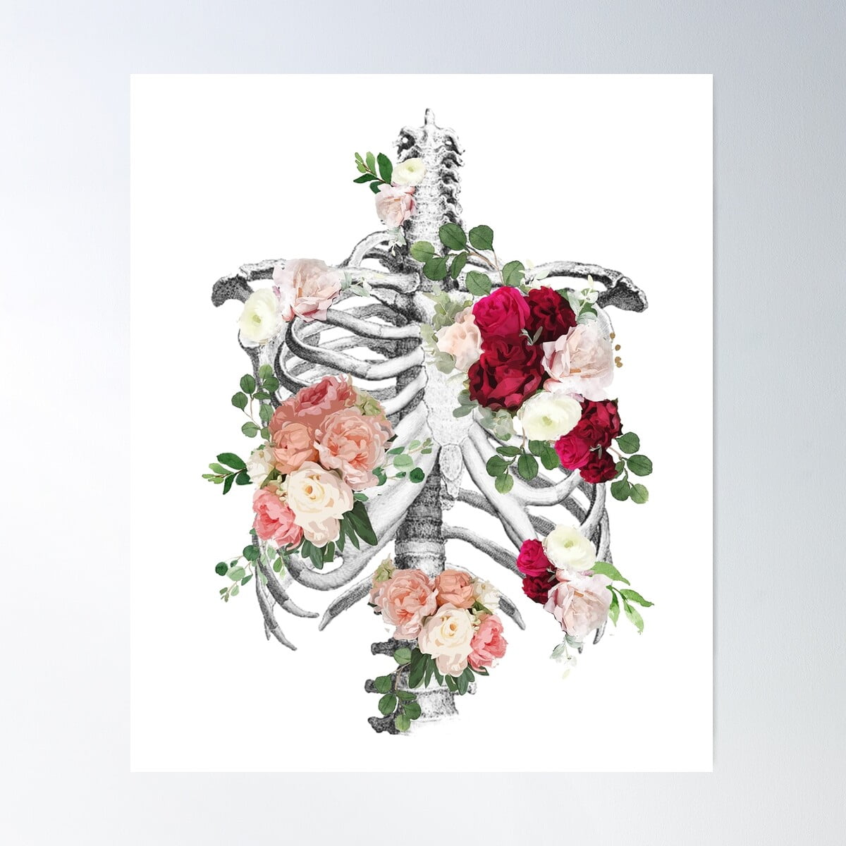 Anatomy, Ribcage, Rib Cage,Roses Bloom Spring Poster Wall Art, Modern ...