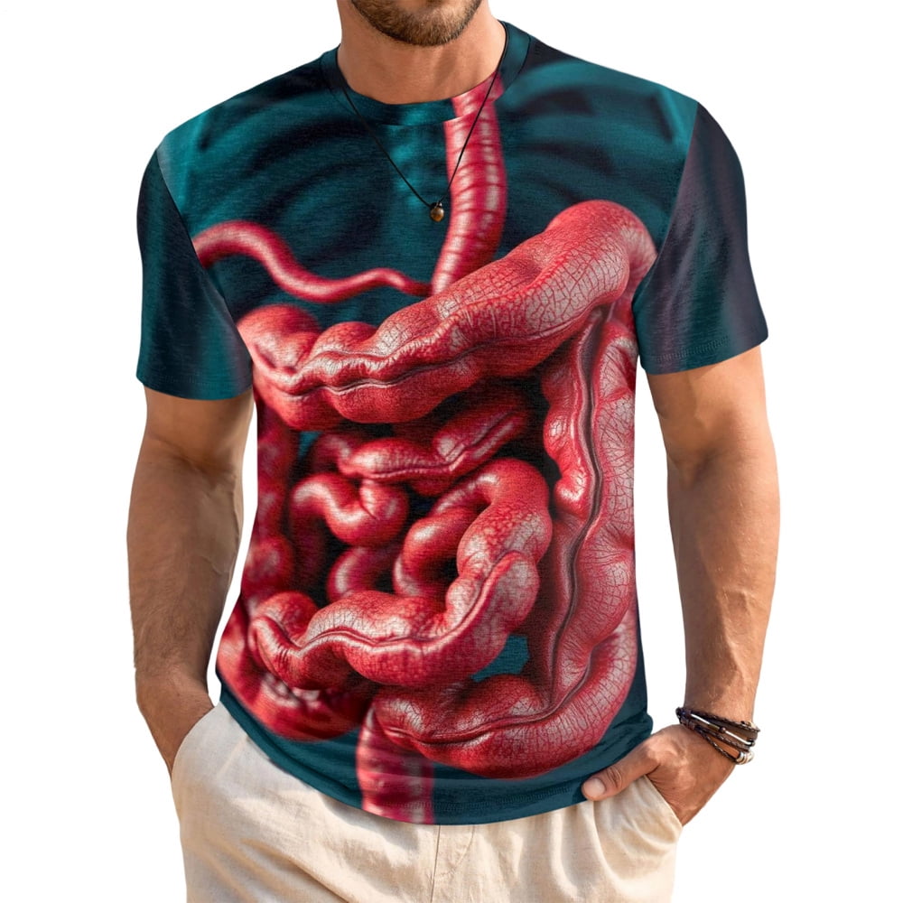 Anatomy T Shirts for Men Body Organs Round Neck Short Sleeve Graphic ...