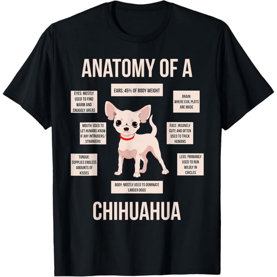 Anatomy of a Chihuahua Funny Dog Lover Graphic Tee Retro Humorous Pet ...
