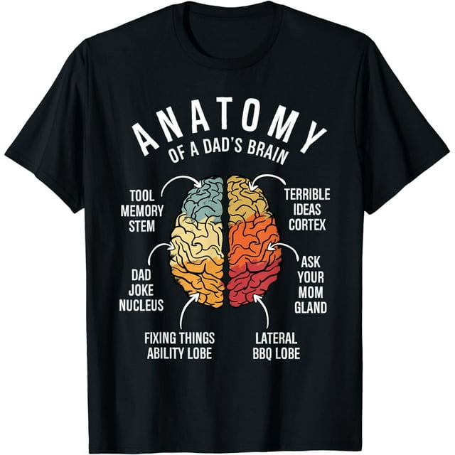Anatomy of a Dad's Brain Funny Dad Family Humor Father's Day T-Shirt ...