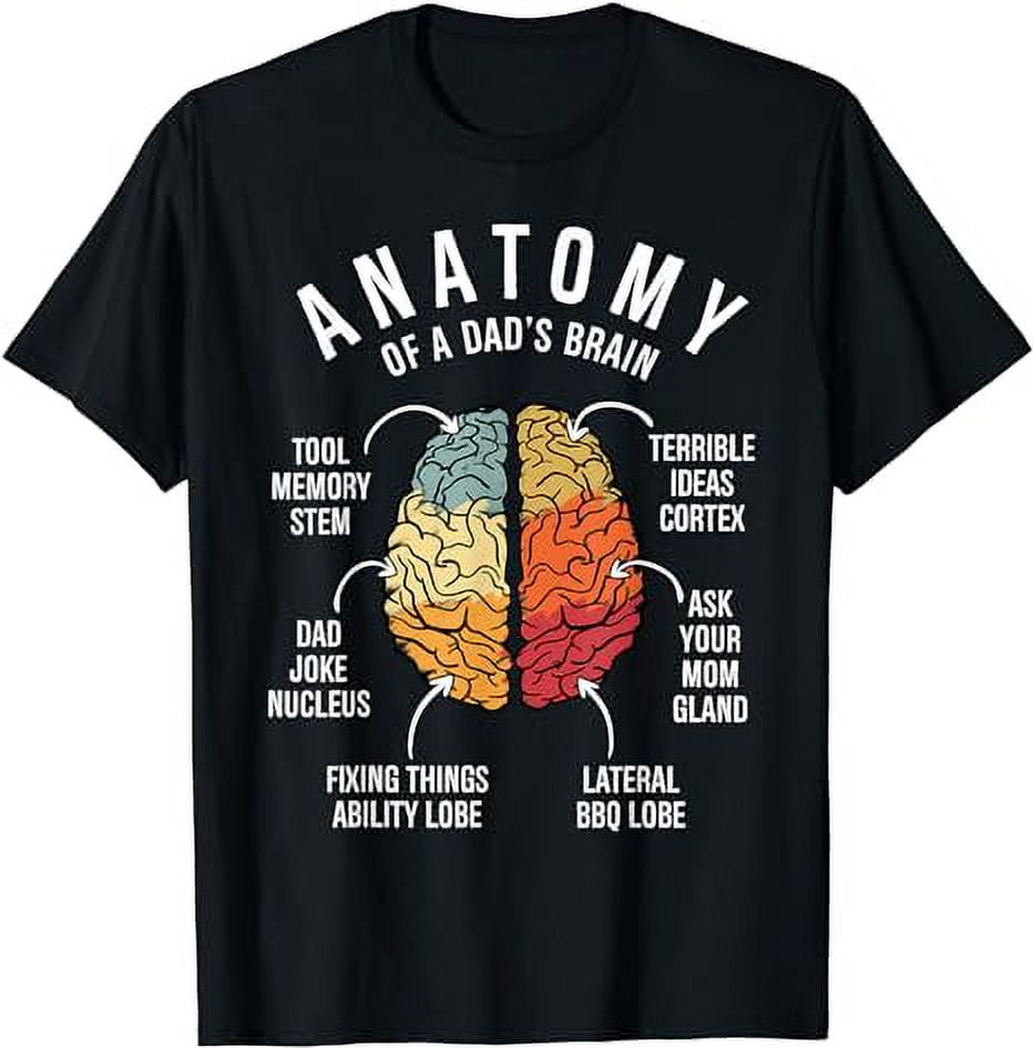 Anatomy of a Dad's Brain Funny Dad Family Humor Father's Day T-Shirt ...
