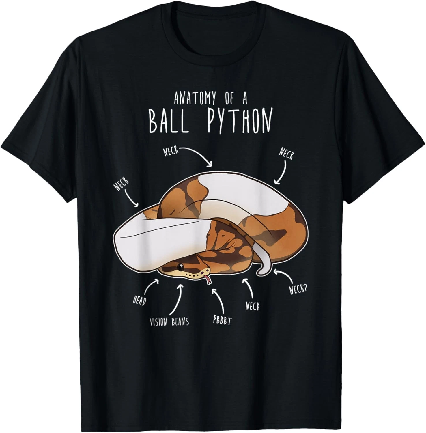 Anatomy of a Piebald Ball Python, Funny Reptile Snake Lover T-Shirt ...