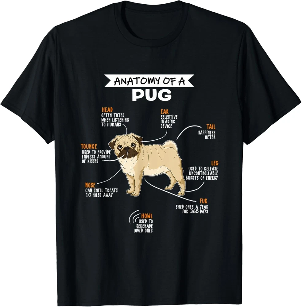 Anatomy of a Pug Funny Dog Lover Gift Puppy Pet Owner Anatomy Unisex T ...