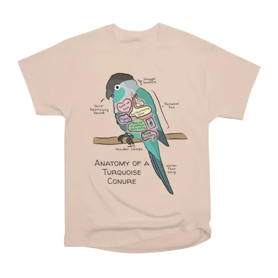 Anatomy of a Turquoise Conure TShirt Tee Gift For Him Merch For Her ...