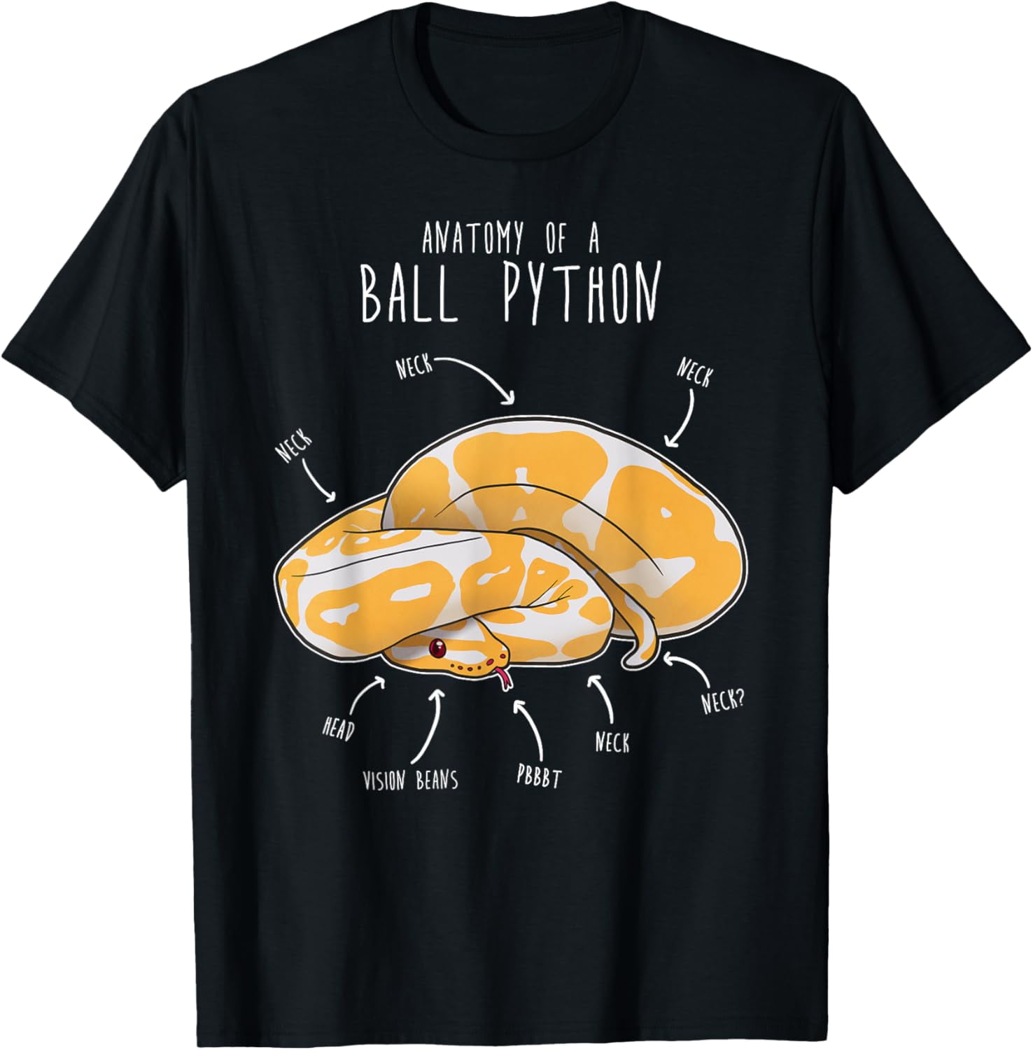 Anatomy of an Albino Ball Python, Funny Reptile Snake Lover T-Shirt ...