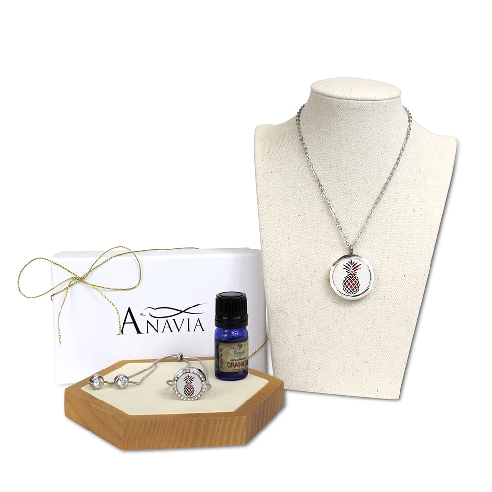 Anavia Pineapple Aromatherapy Gift for Her Diffuser Necklace and Slider ...
