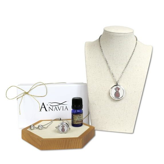 Anavia Pineapple Aromatherapy Gift for Her Diffuser Necklace and Slider ...