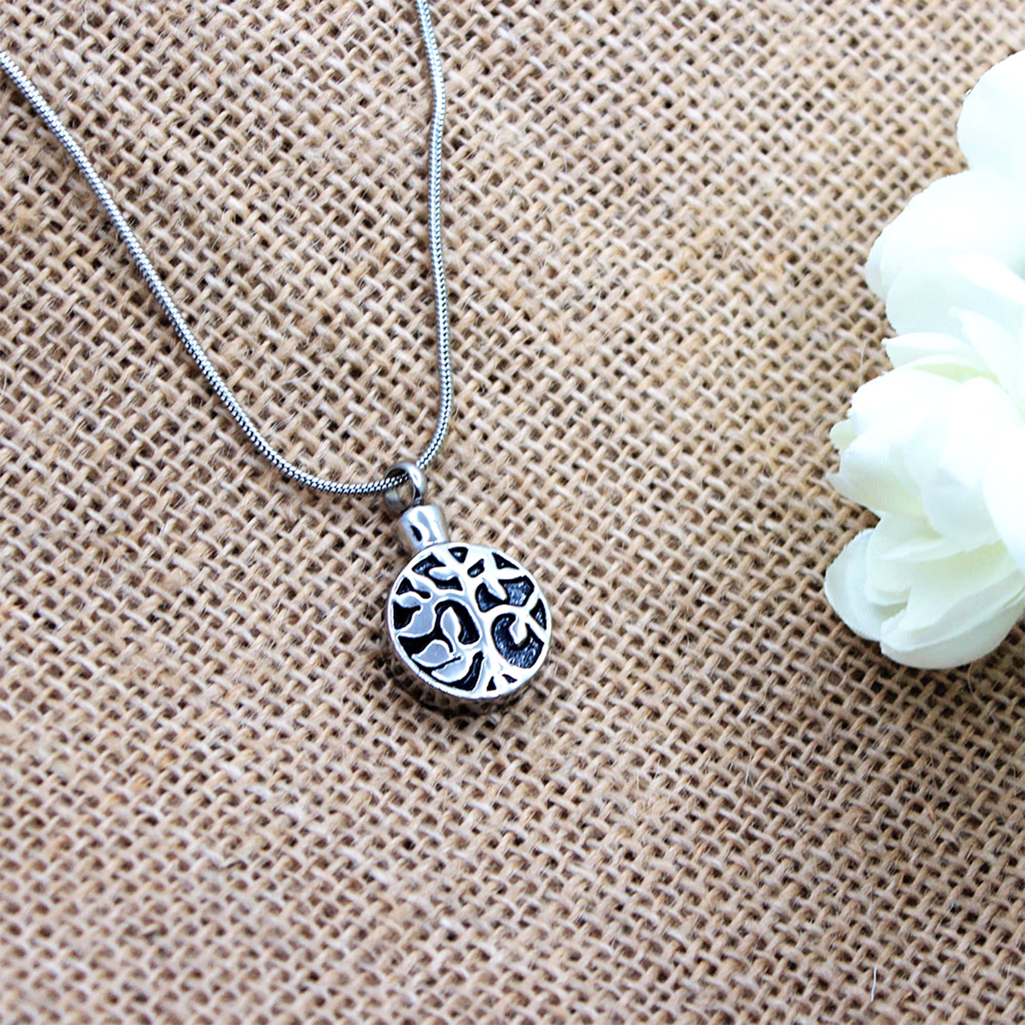 Anavia Round Tree of Life Ashes Container Holder Stainless Steel ...