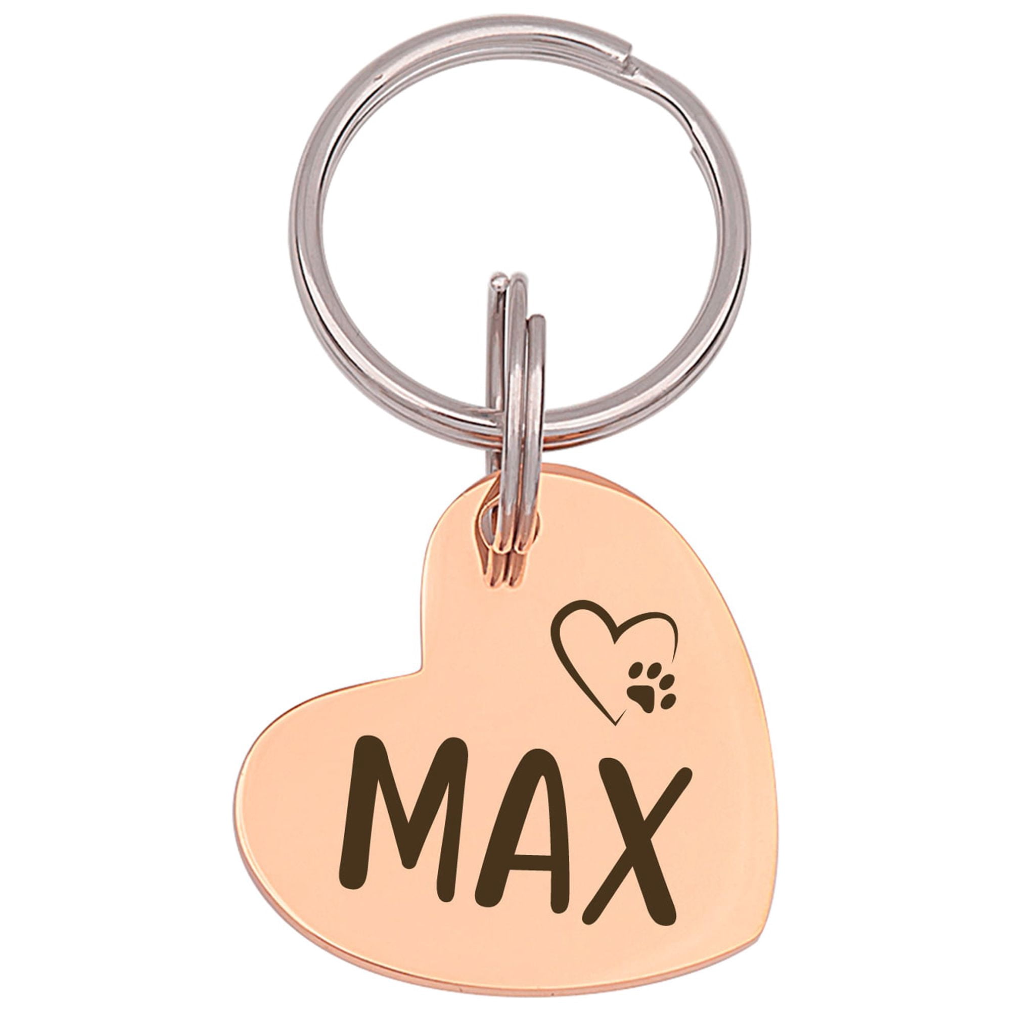 Anavia Personalized Stainless Steel Heart Dog ID Tag, Rose Gold, L ...