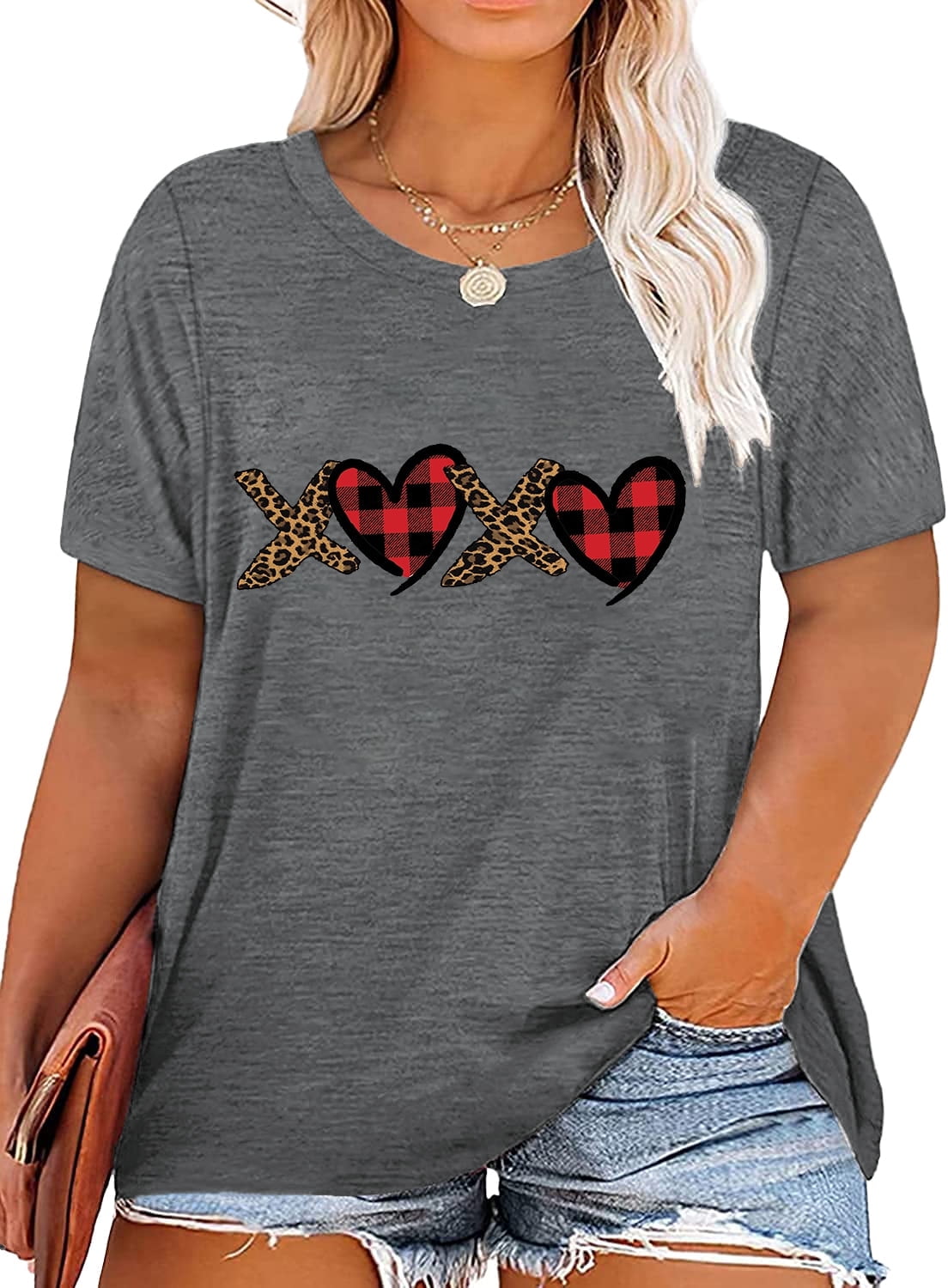 Anbech Christmas Trees Print Shirts for Women Graphic Plus Short ...