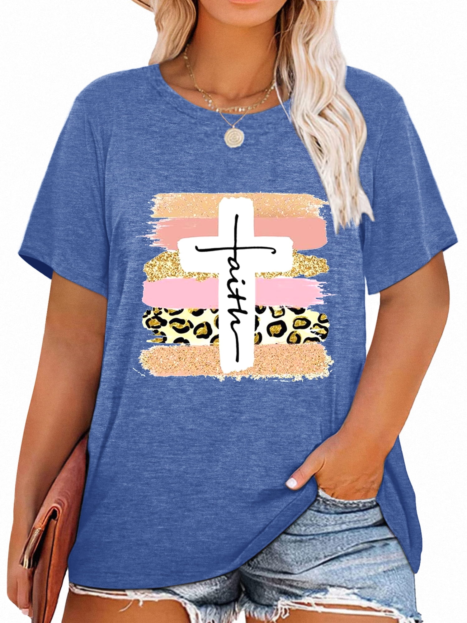 Anbech Faith Shirts Plus Size for Women Christian Graphic Shirts ...