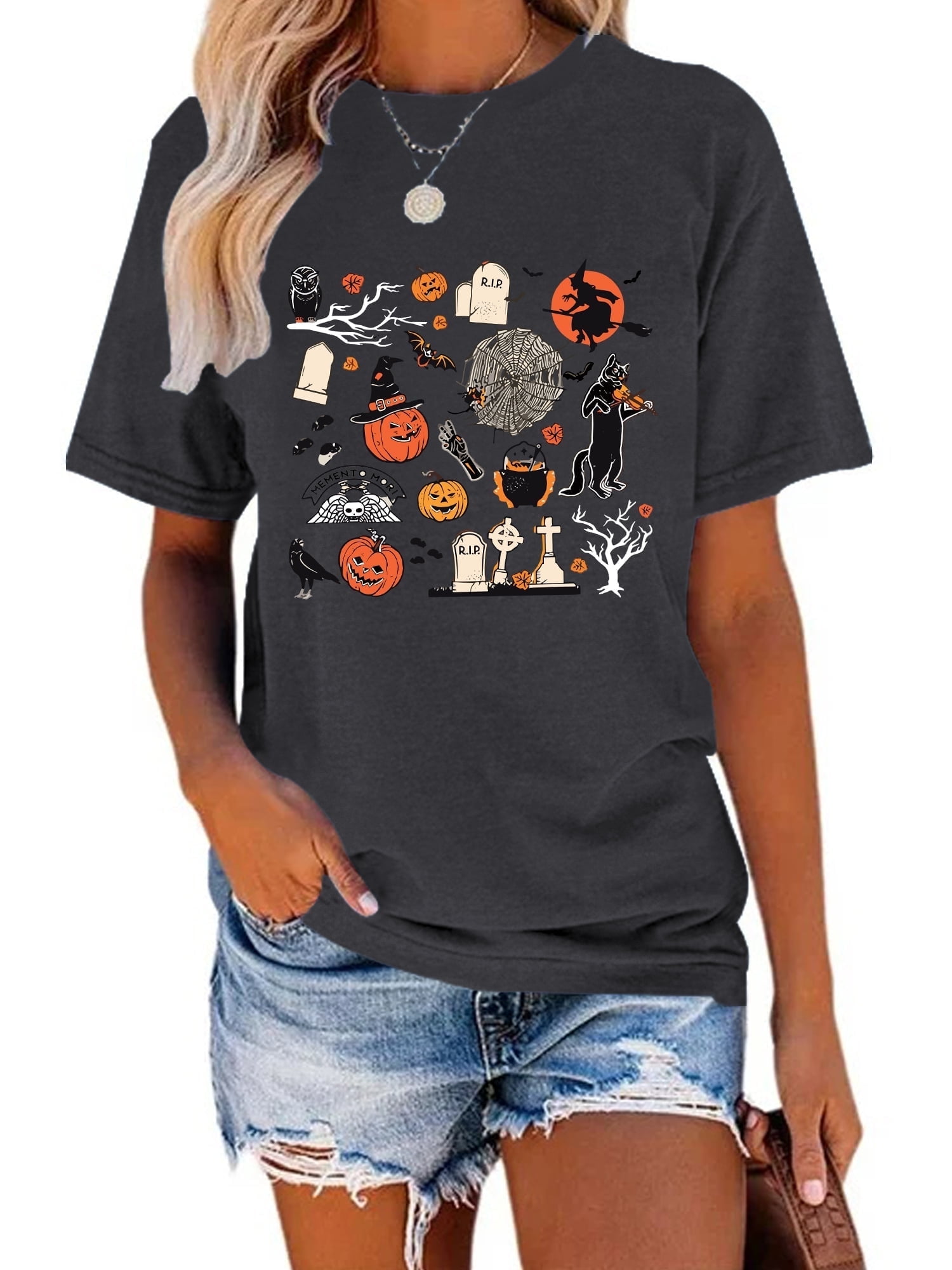 Anbech Ghost Shirt for Women Vintage Halloween Tshirt Graphic Shirts ...