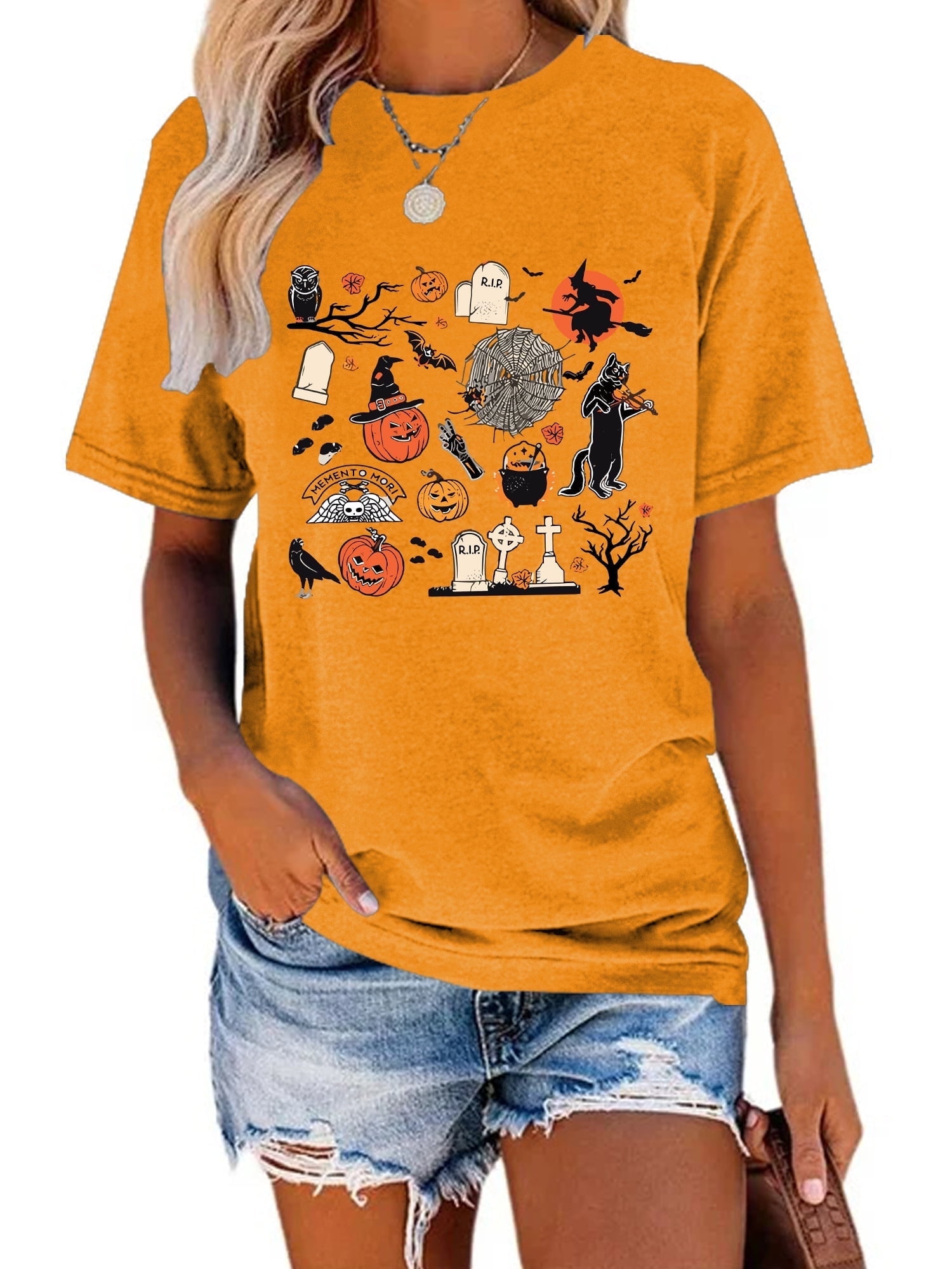 Anbech Ghost Shirt for Women Vintage Halloween Tshirt Graphic Shirts ...