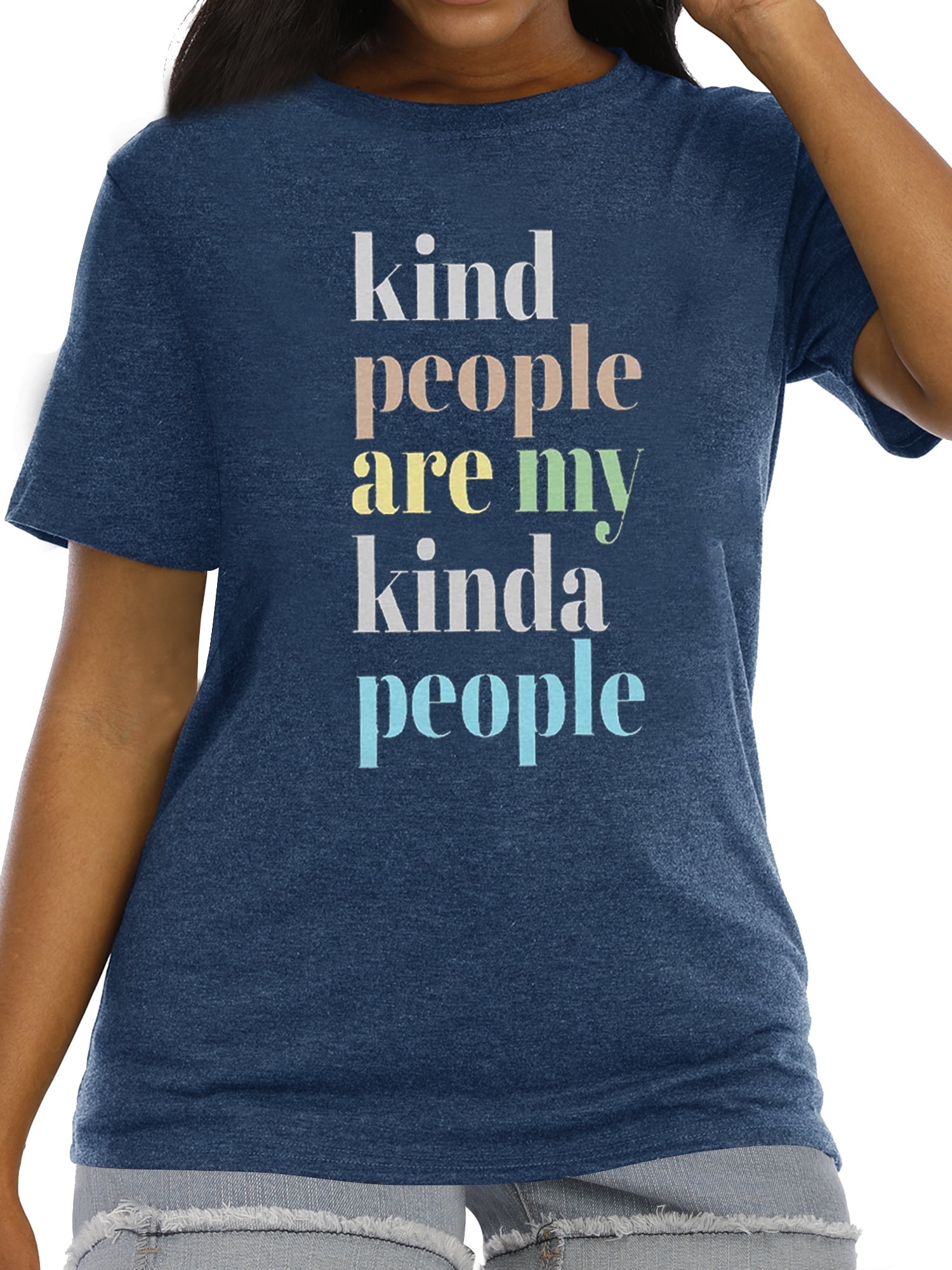XCHQRTI Graphic Womens Tshirt Kindness Letter Short Sleeve Kind Ladies ...