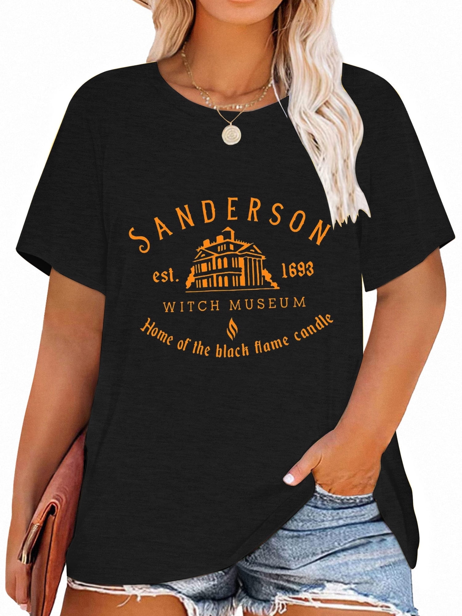Anbech Hocus Pocus Halloween Shirts for Women Plus Size Holiday Tshirt ...