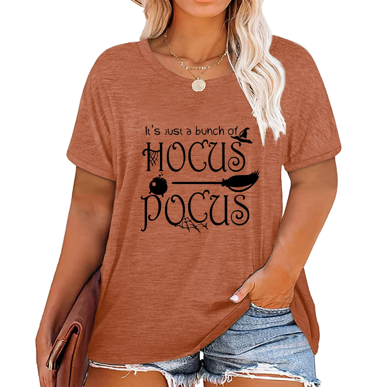 Anbech Hocus Pocus Shirts for Women's Plus Size Halloween Shirts Its ...