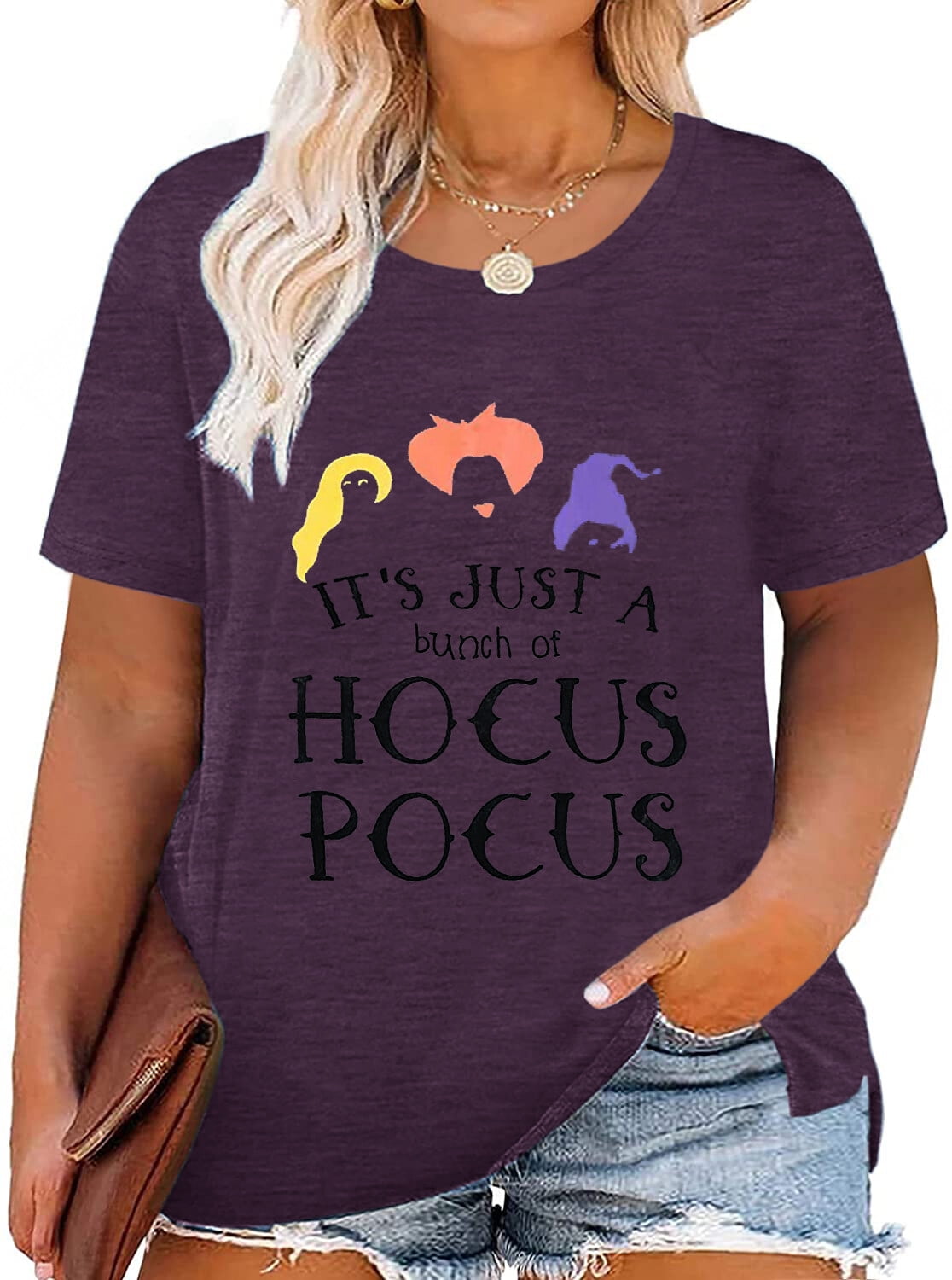 Anbech Hocus Pocus Shirts for Women's Plus Size Halloween Shirts Its ...