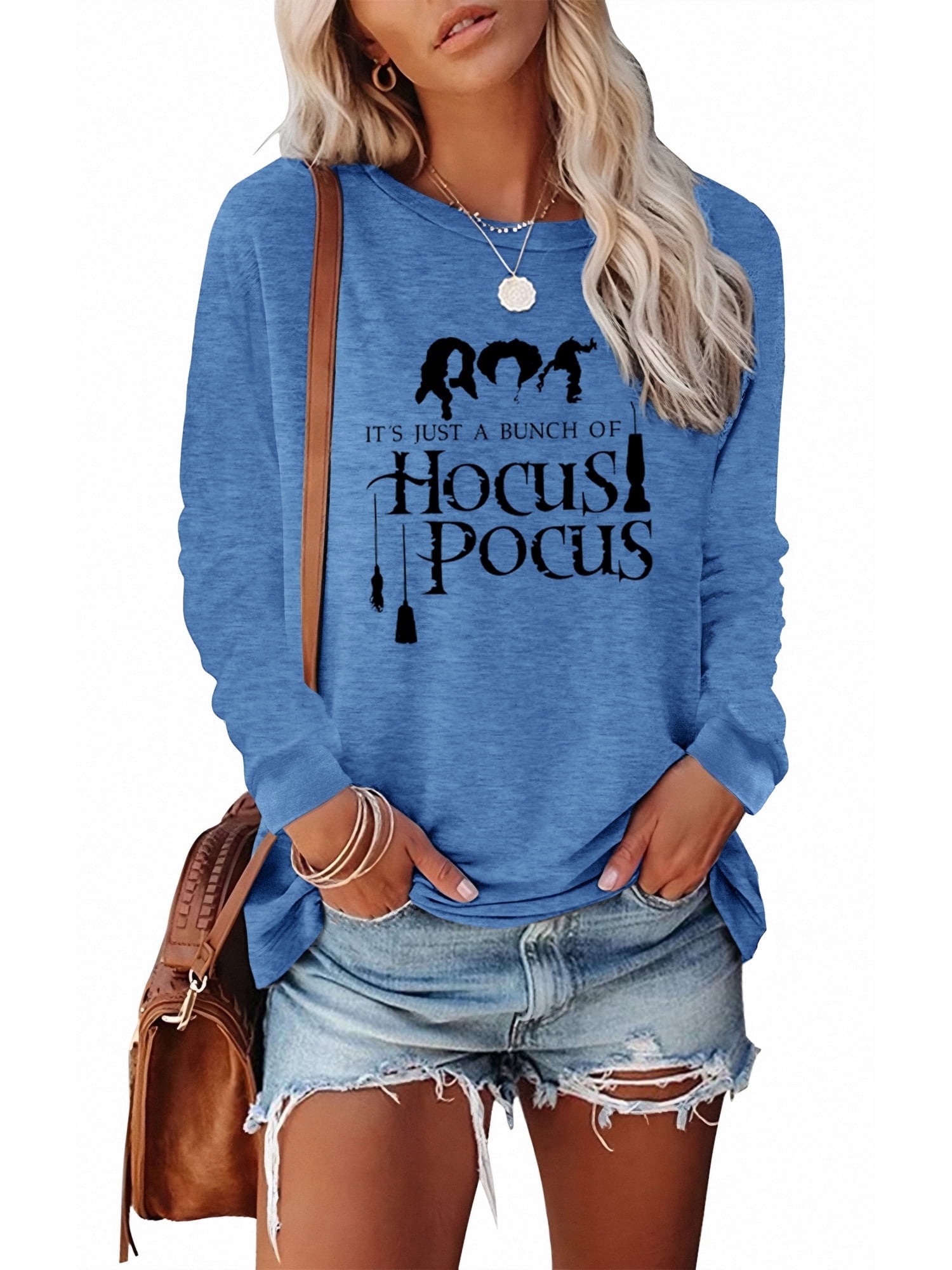 Anbech Women Hocus Pocus Sweatshirt Halloween Graphics Pullover Tees ...