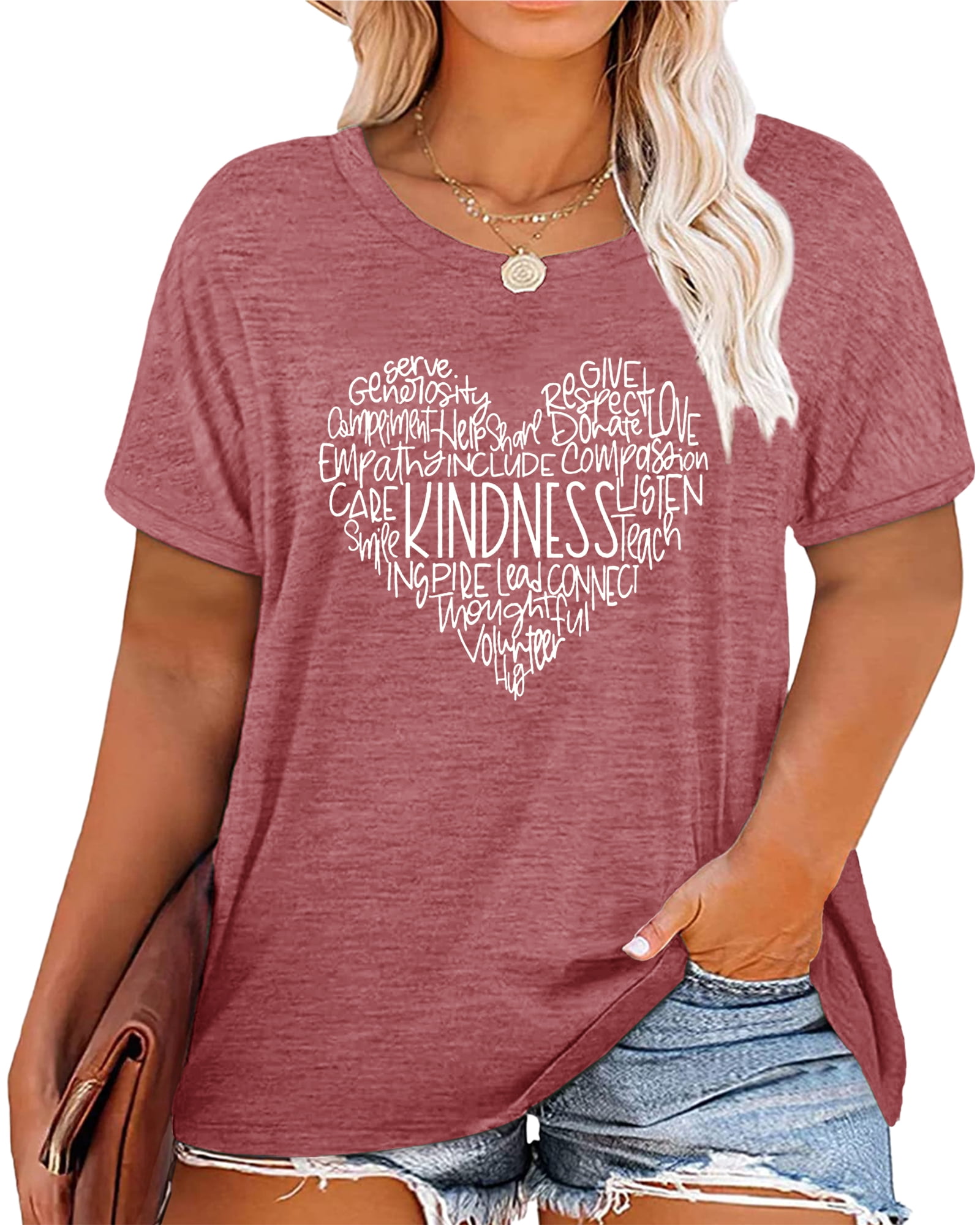 Anbech Plus Size Cute Valentine's Day T-Shirts for Women, Lightweight ...