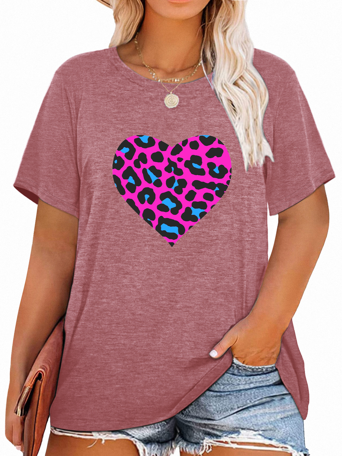 Anbech Valentine's Day Plus Size T-Shirts for Women Graphic Purple ...