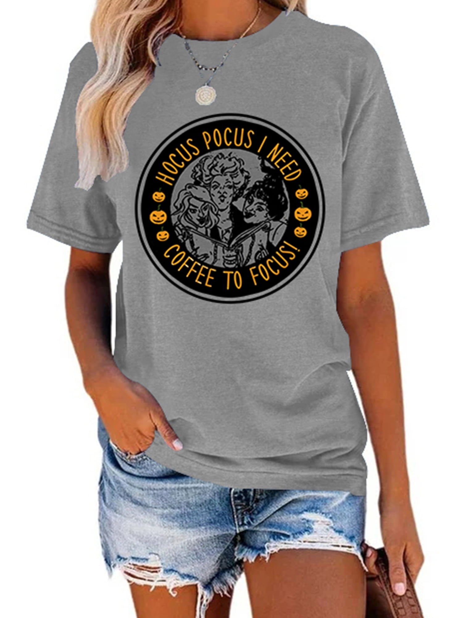 Anbech Women Hocus Pocus Shirts Graphics Tees Short Sleeve Casual Tops ...