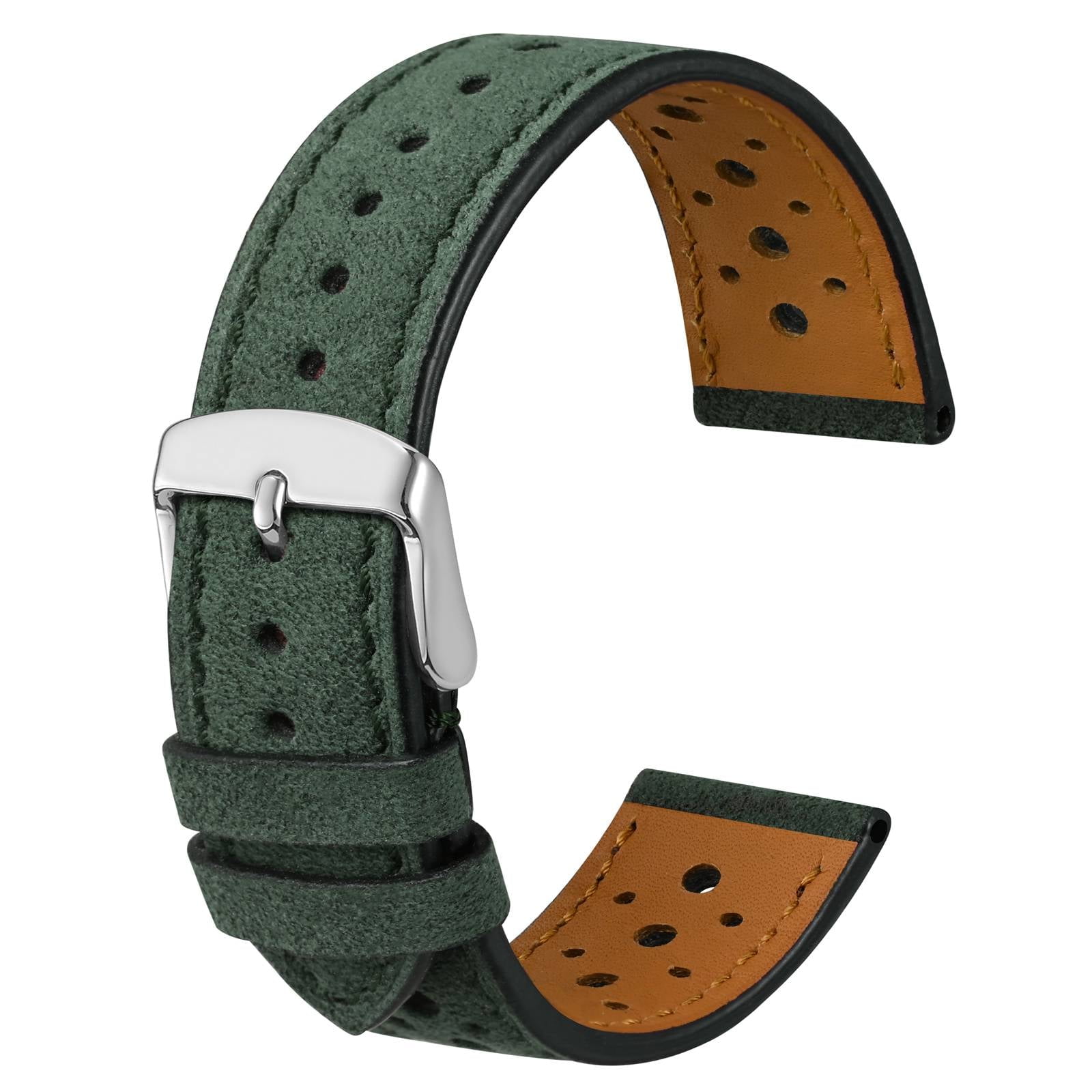 Anbeer Suede Leather Watch Band,18mm Perforated Replacement Wristband ...