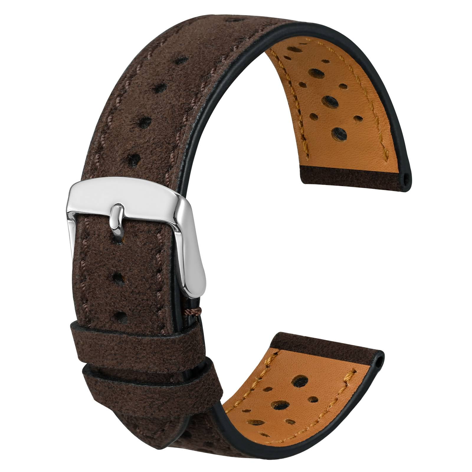 Anbeer Suede Leather Watch Band,22mm Perforated Replacement Wristband ...