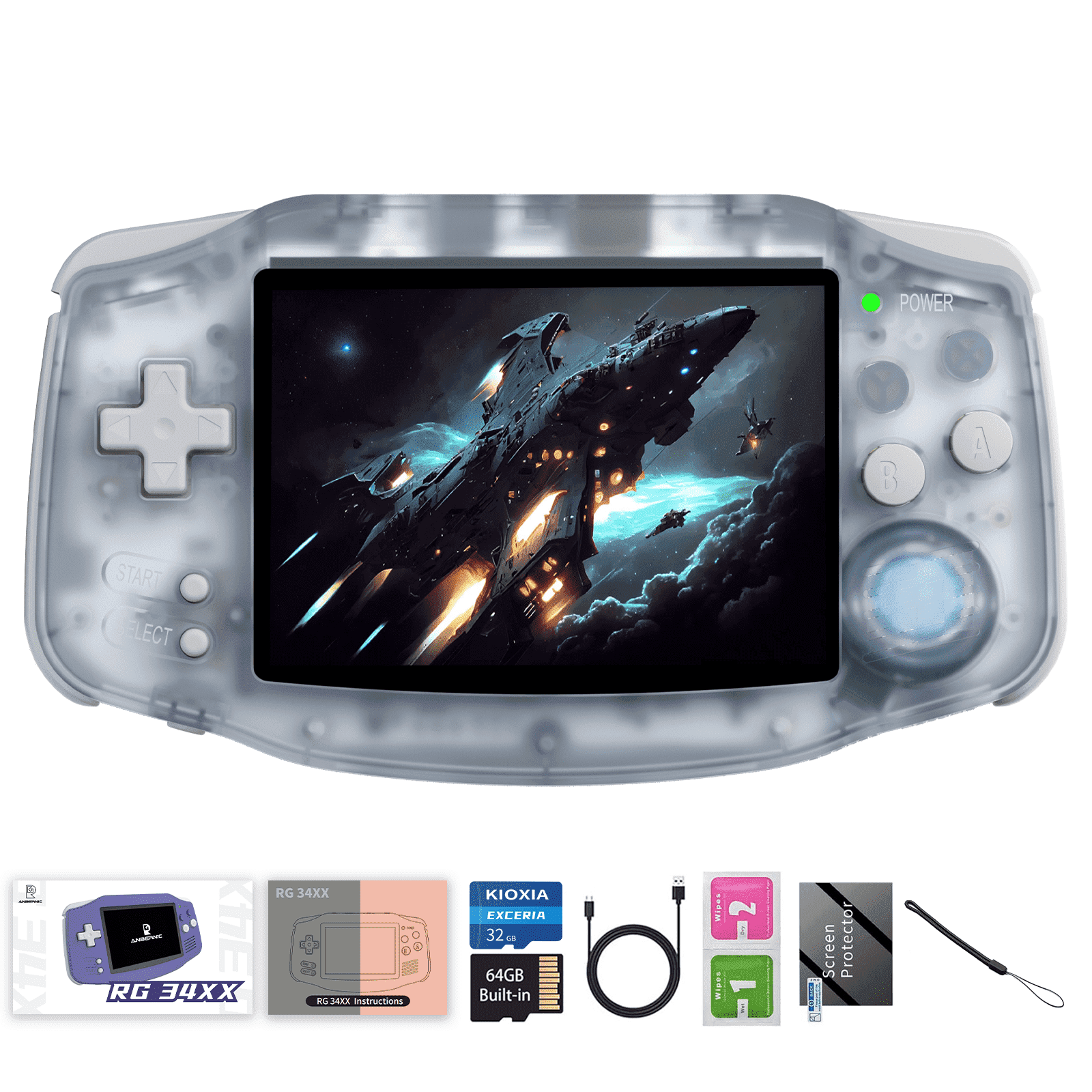 Anbernic RG34XX Handheld Game Consoles,32+64G Card,3500mAh Battery ...