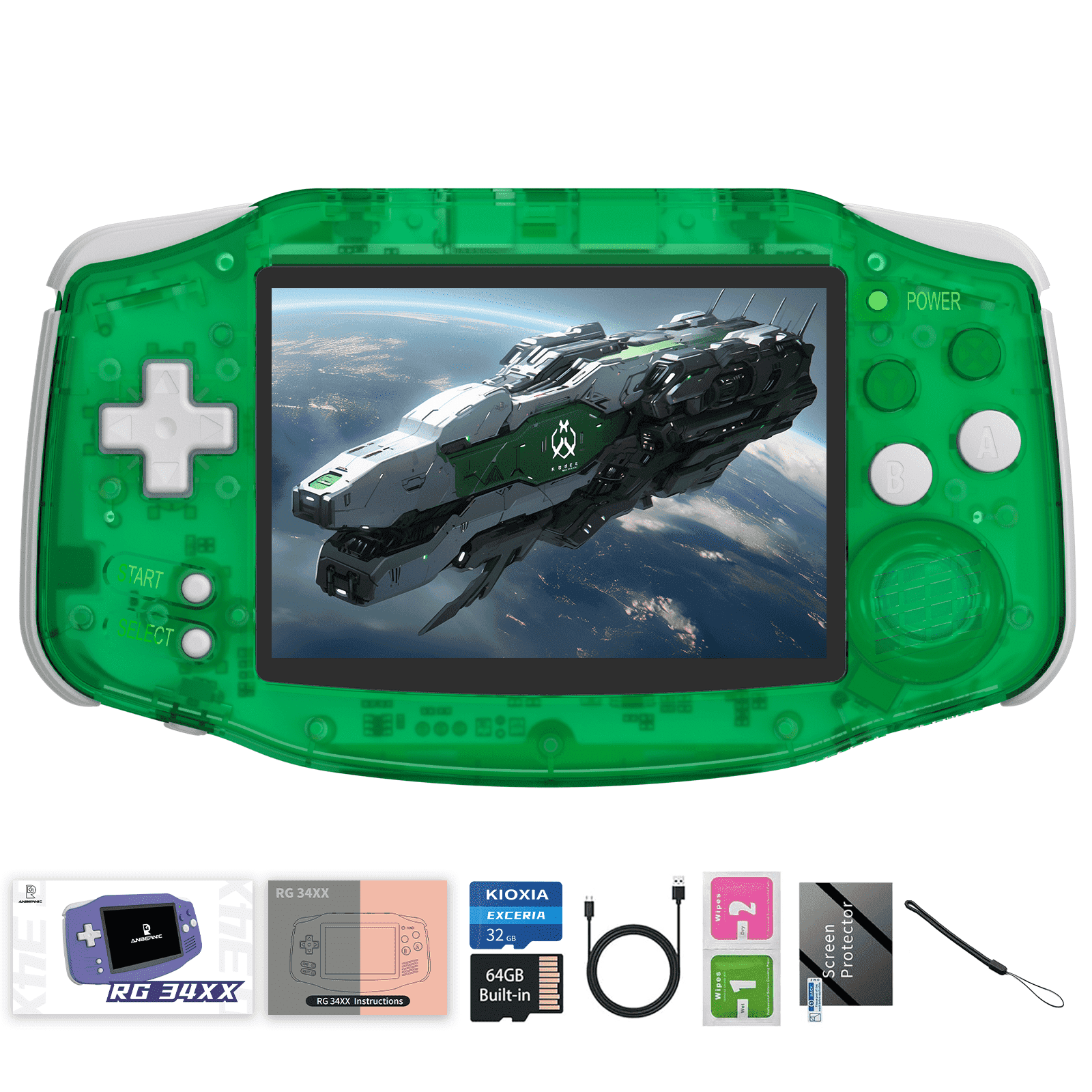 Anbernic RG34XX Handheld Game Consoles,32+64G Card,3500mAh Battery ...