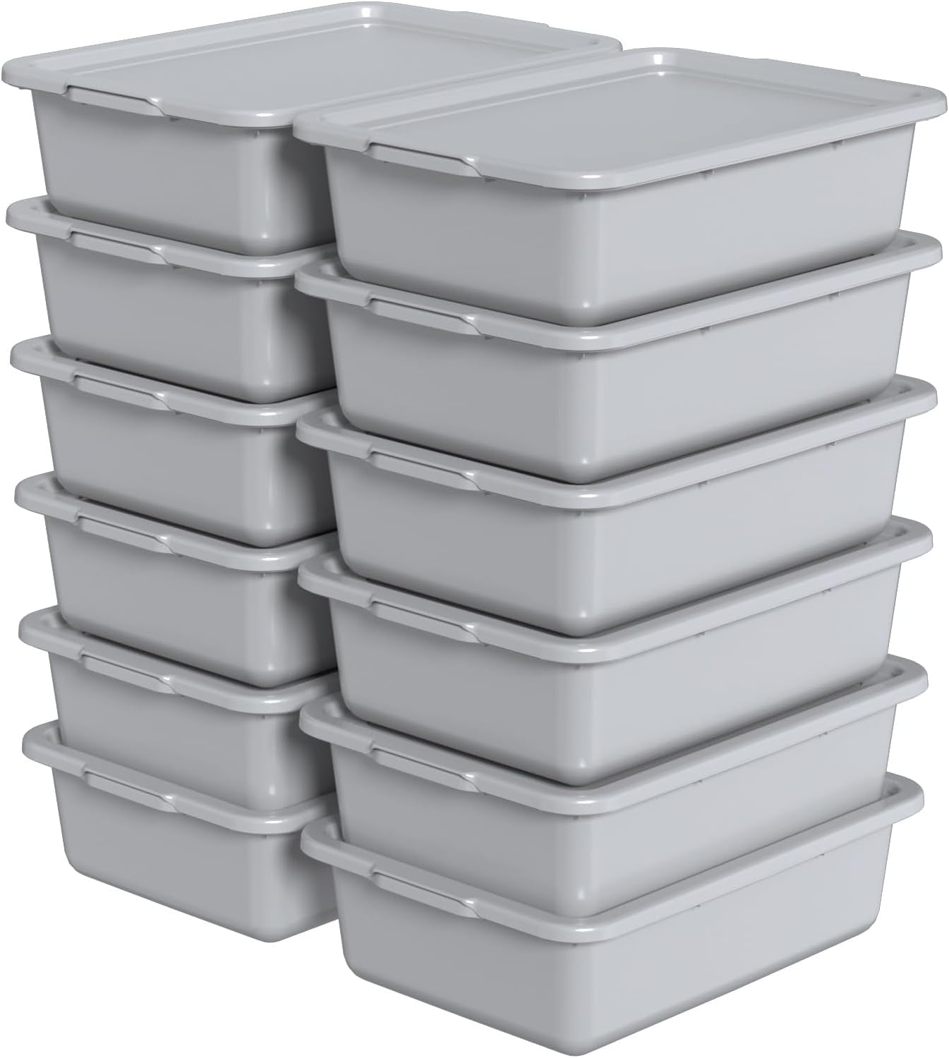 Anbers 13 L Food Service Bus Tub with Lid, 12-Pack Restaurant Dish Tubs ...