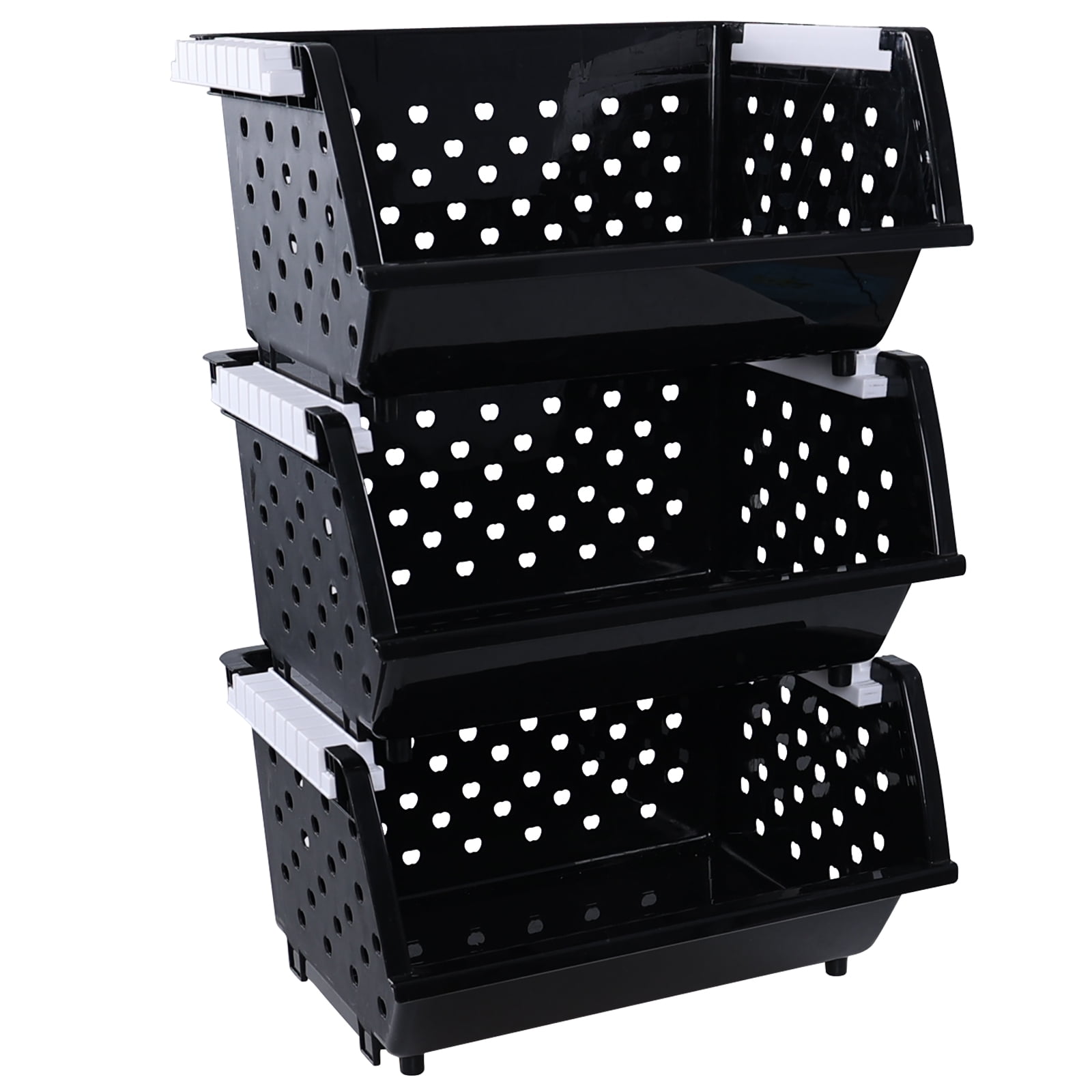 Anbers Open Front Organizer, 3 Pack Large Stackable Storage Baskets ...