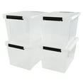 Anbers 30 Liter Plastic Wheeled Storage Bin, Big Clear Latching Box, 4 ...