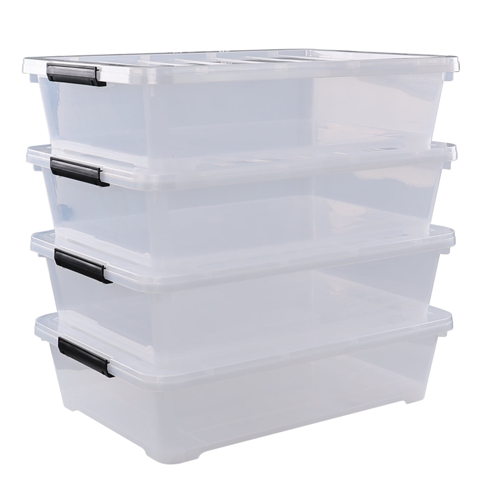 Anbers 40 Quart Clear Plastic Under Bed Storage Bin with Wheels, 4 Pack - Walmart.com