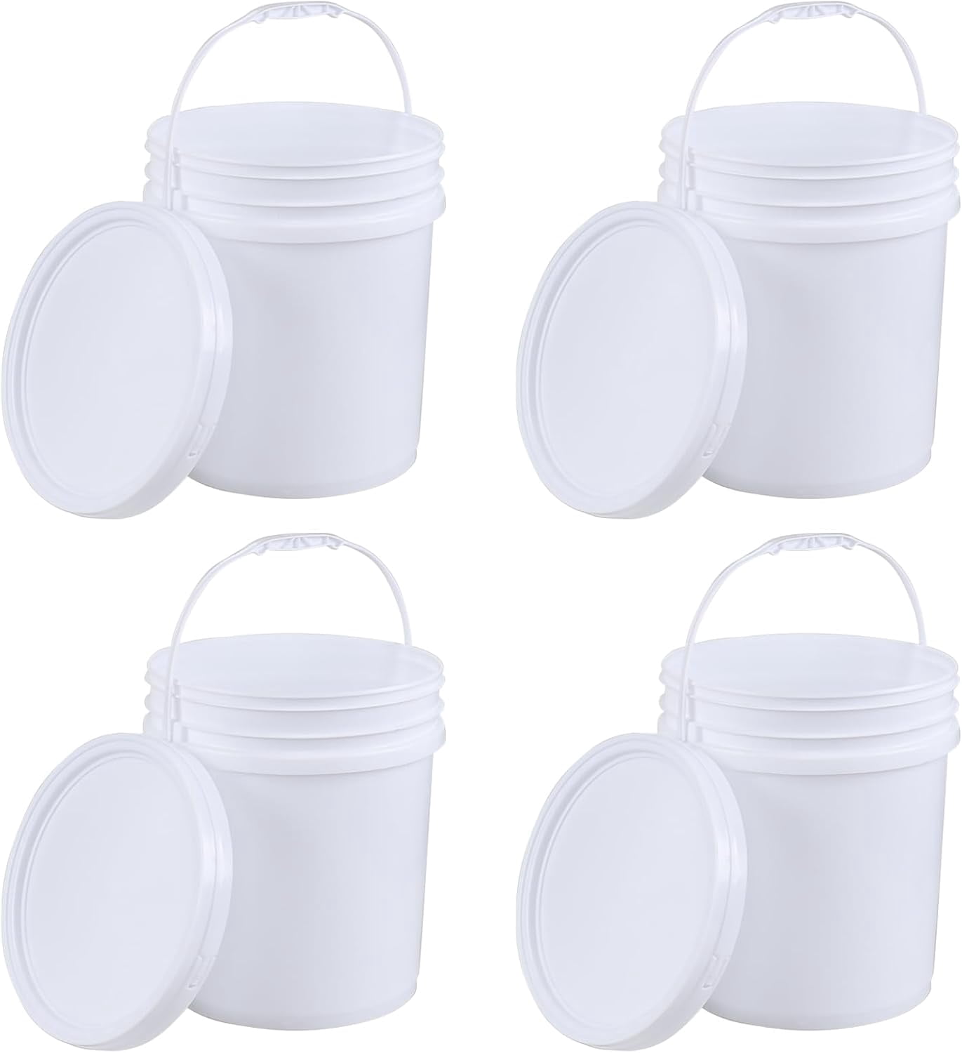 Anbers 7 Gallon Food Grade Buckets with Seal Lids, 4-Pack Round Plastic ...