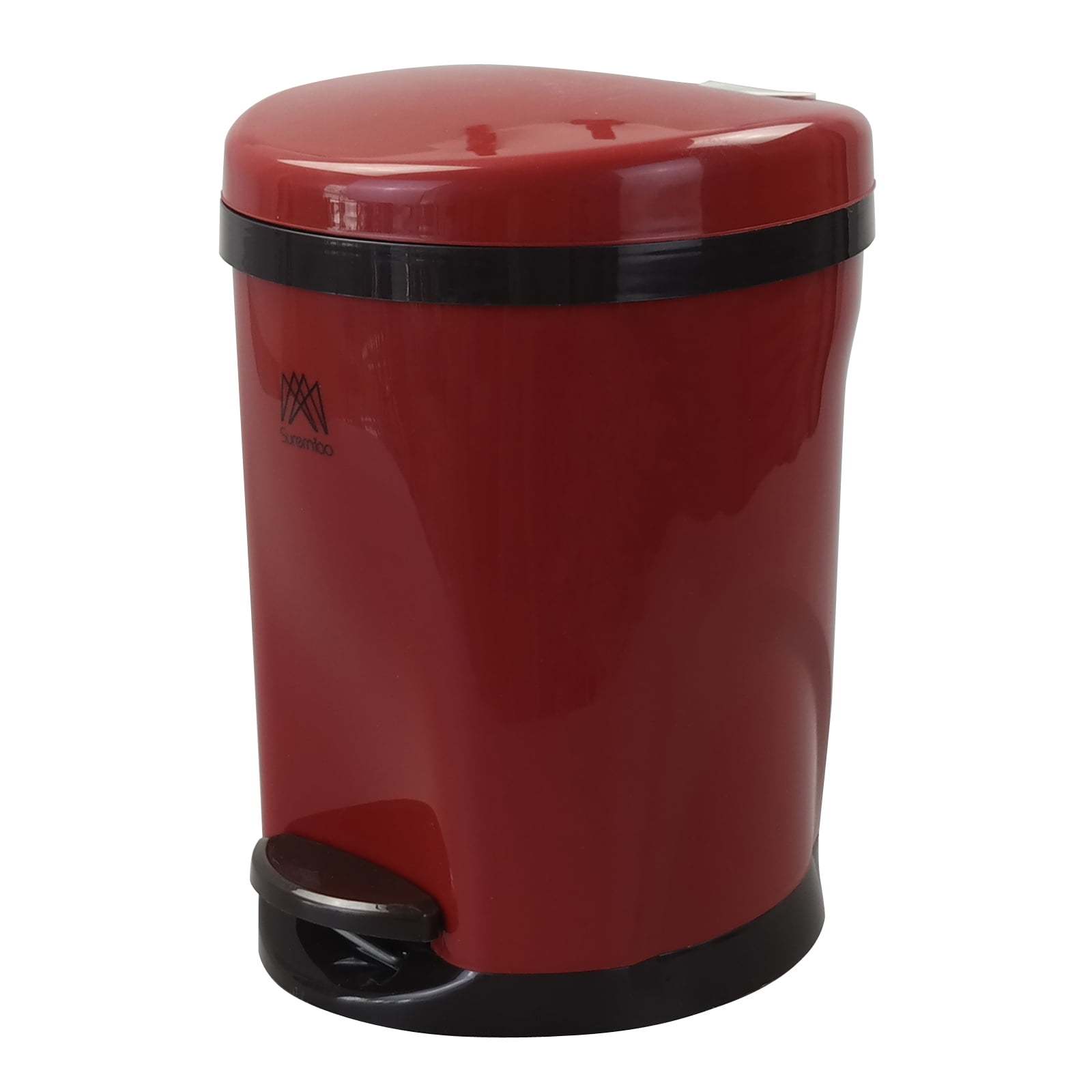Anbers Pedal Step Garbage Can with Lid, 6 L Plastic Trash Can, Red ...