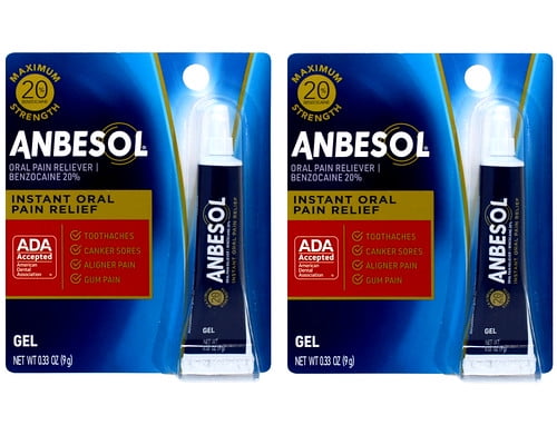 Anbesol Max-Strength Oral Anesthetic Gel, 0.33oz Each (2 Pack ...