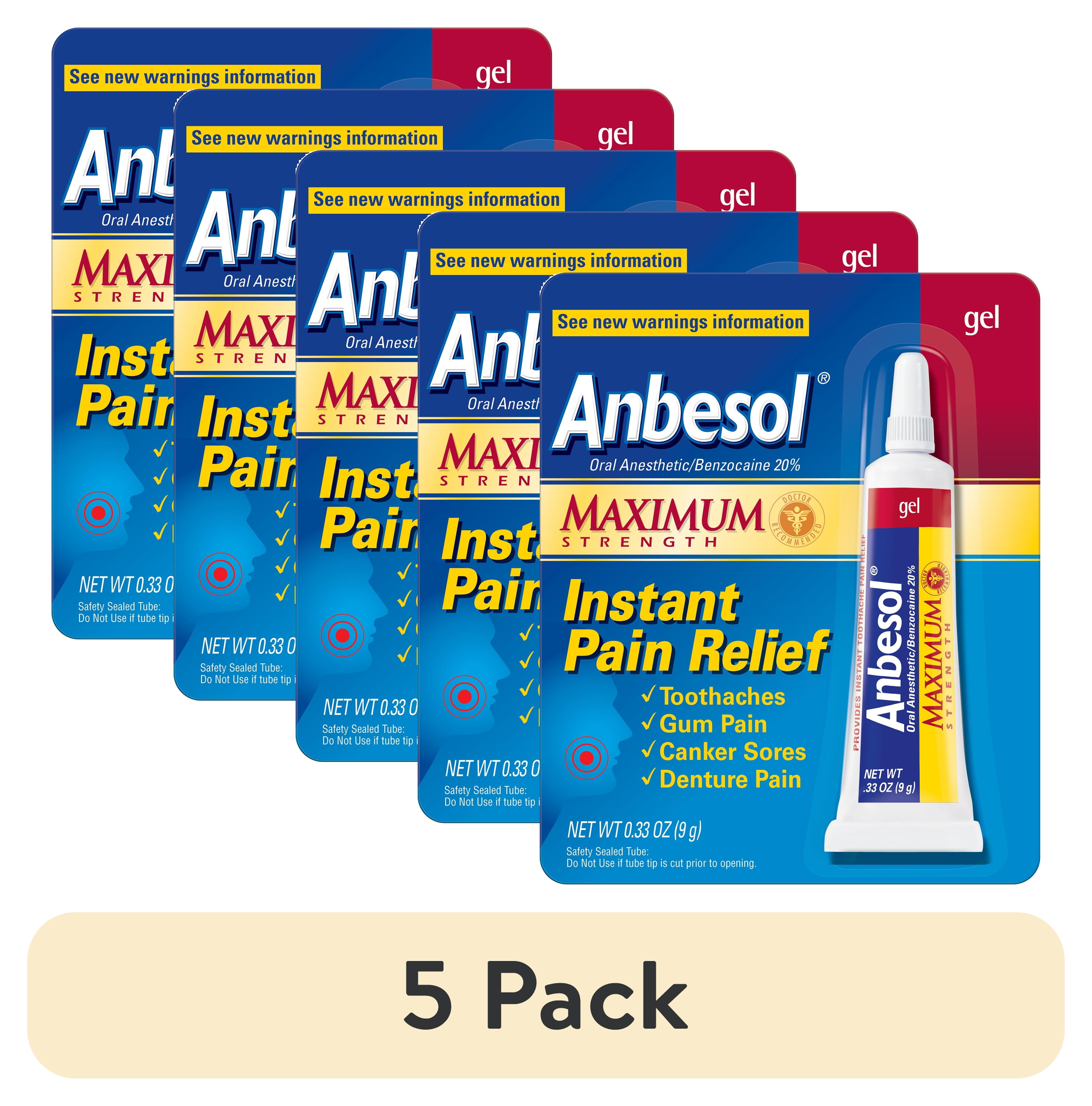 (5 pack) Anbesol Gel Maximum Strength 0.33 oz - Walmart.com