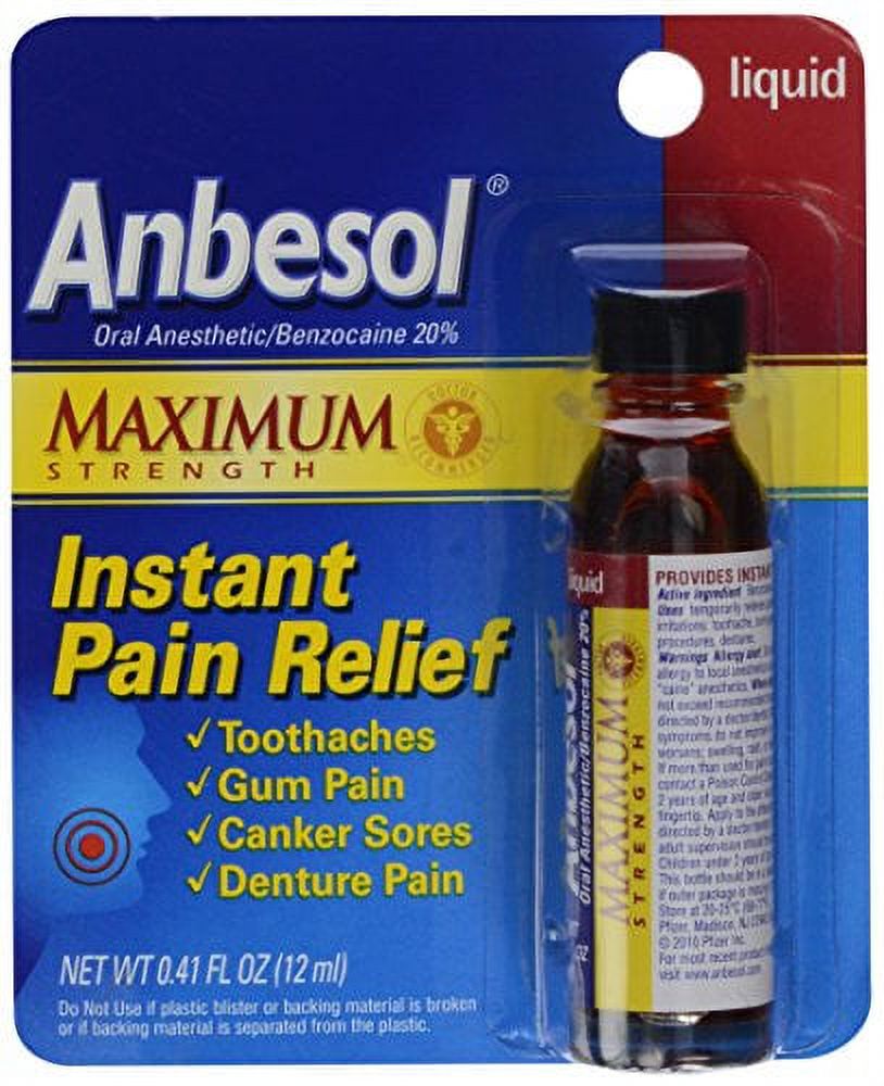 Anbesol Maximum Strength Oral Pain Relief Medicine for Toothache, Gum ...