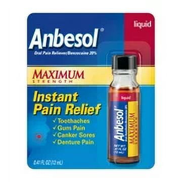 Anbesol Liquid Maximum Strength Instant Oral Pain Relief (Pack of 20 ...