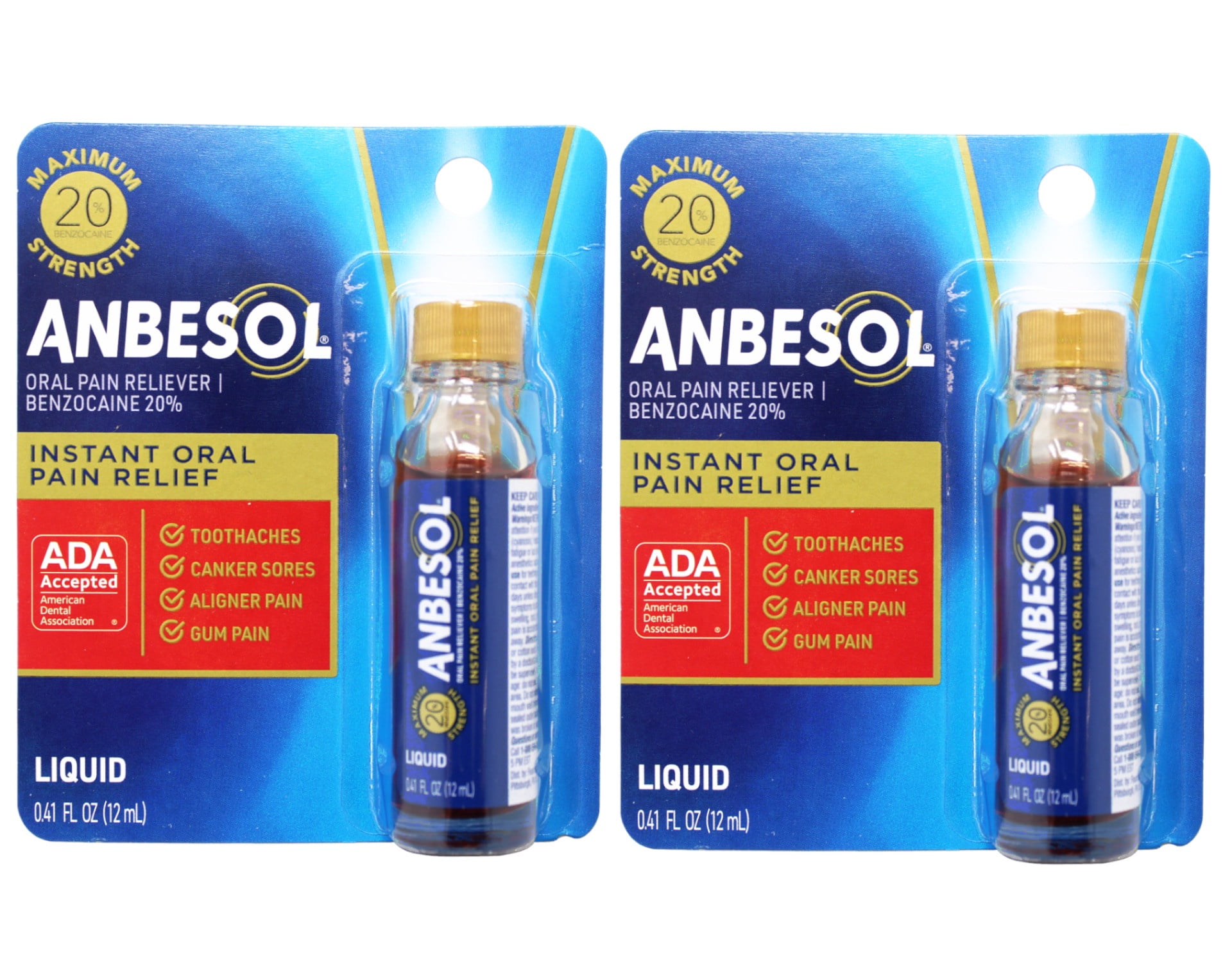 Anbesol Maximum Strength Instant Pain Relief Liquid 0.41 oz (Pack of 2 ...