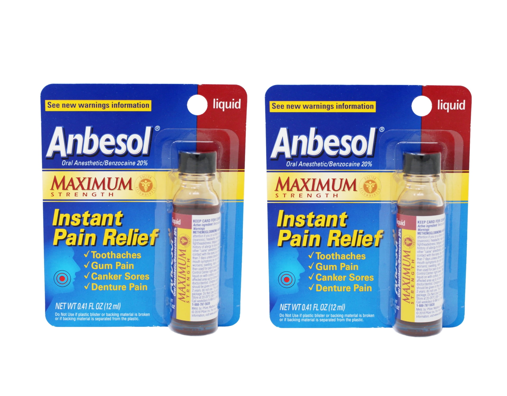 Anbesol Maximum Strength Instant Pain Relief Liquid 0.41 oz (Pack of 2 ...
